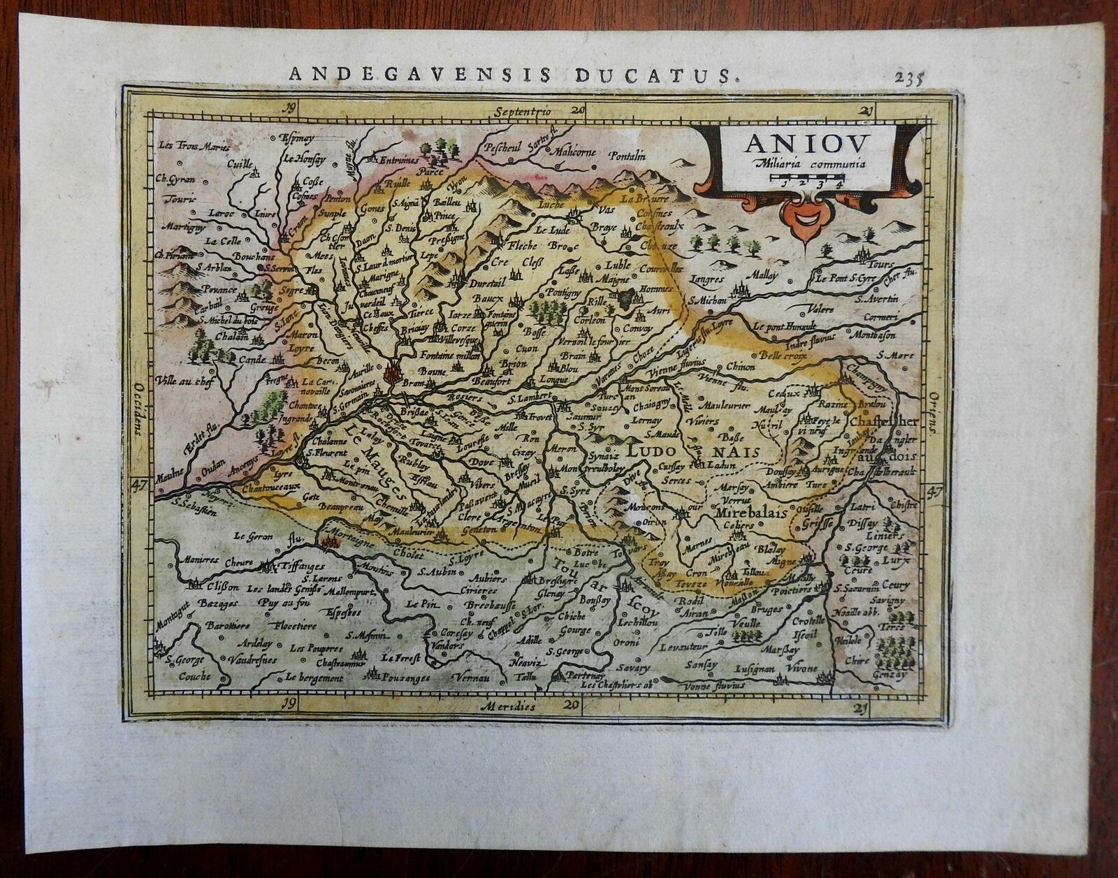 Duchy of Anjou Kingdom of France 1638 Mercator miniature county map ...