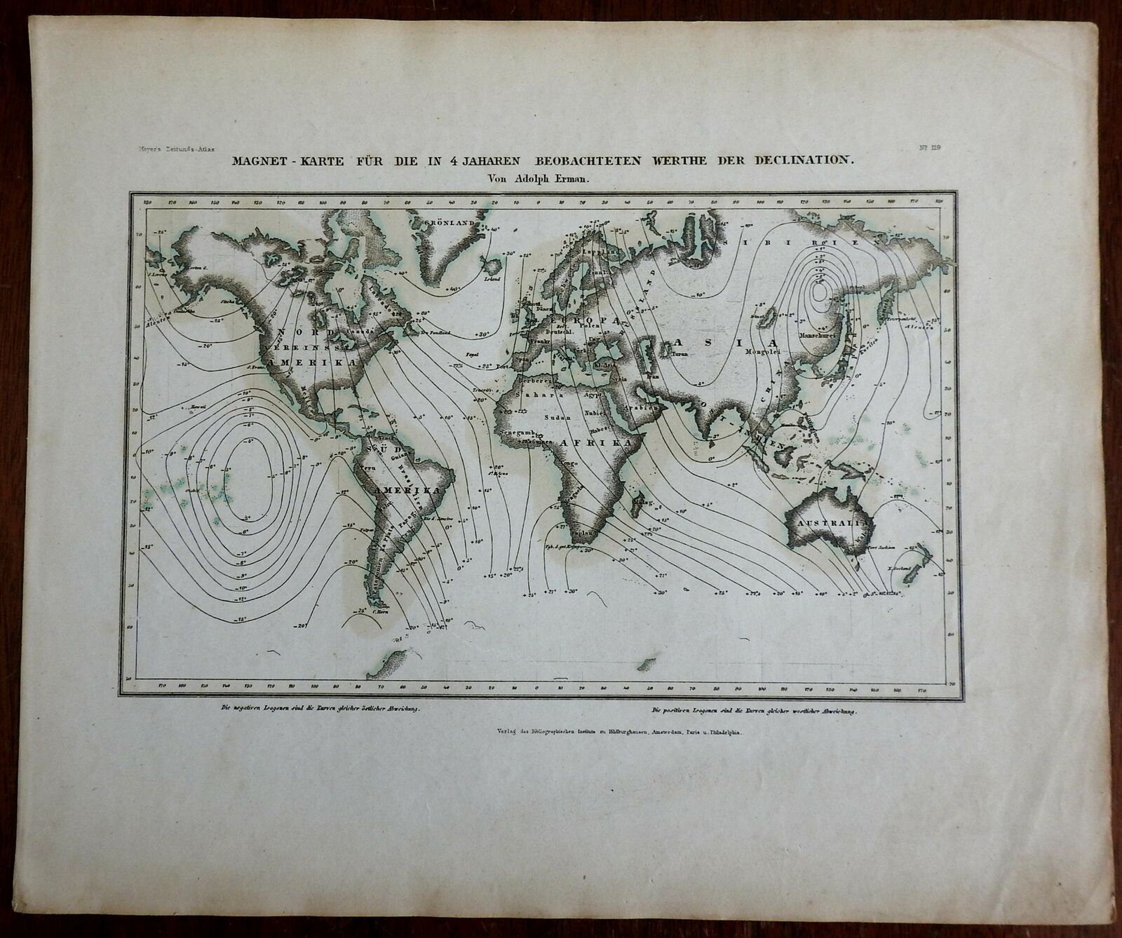 Magnetic Map of the World 1849-50 German scientific map: (1849) Map ...