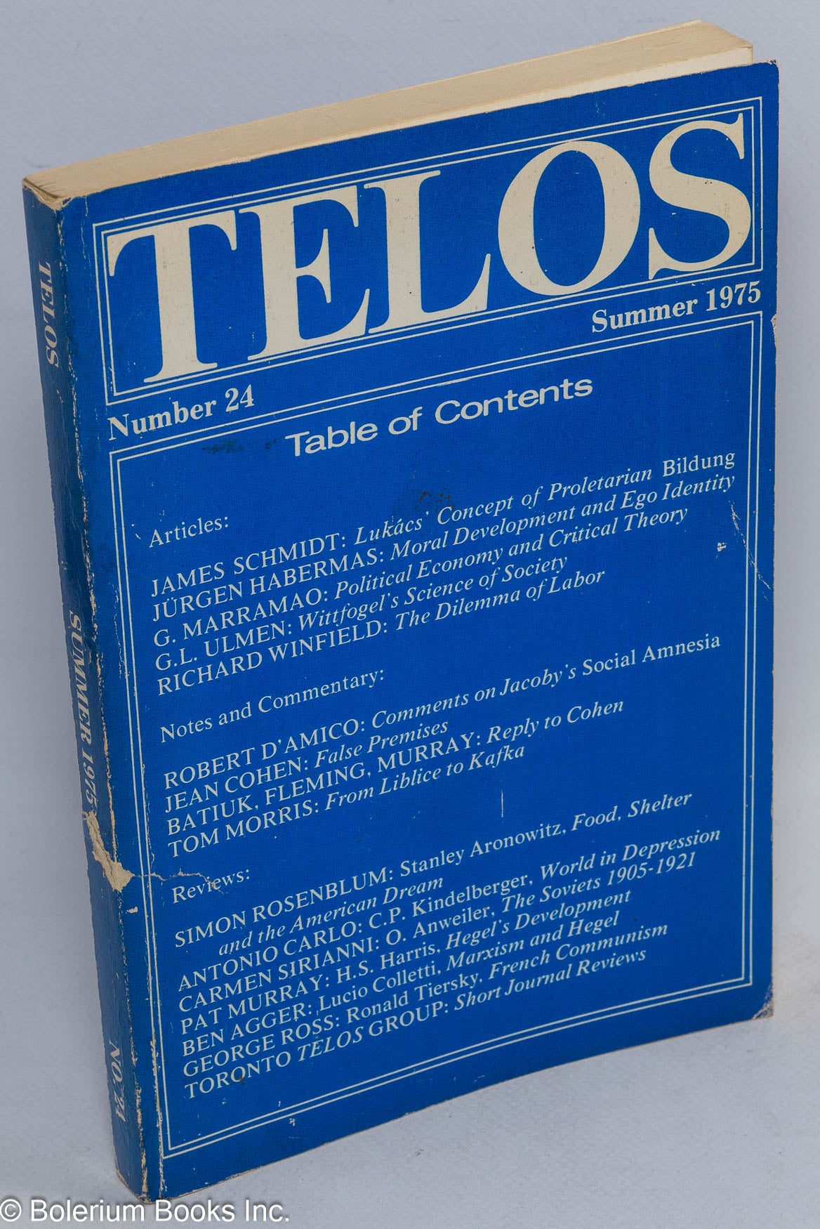 Telos; no. 24 (summer 1975) by Piccone, Paul, ed: (1975) Magazine ...