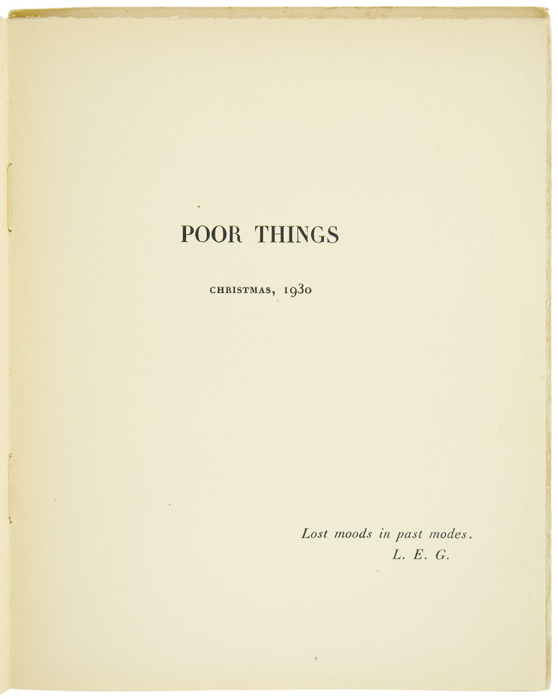 Poor Things. by (Gielgud.) L.E.G. [i.e., Lewis Evelyn Gielgud]: (1930 ...