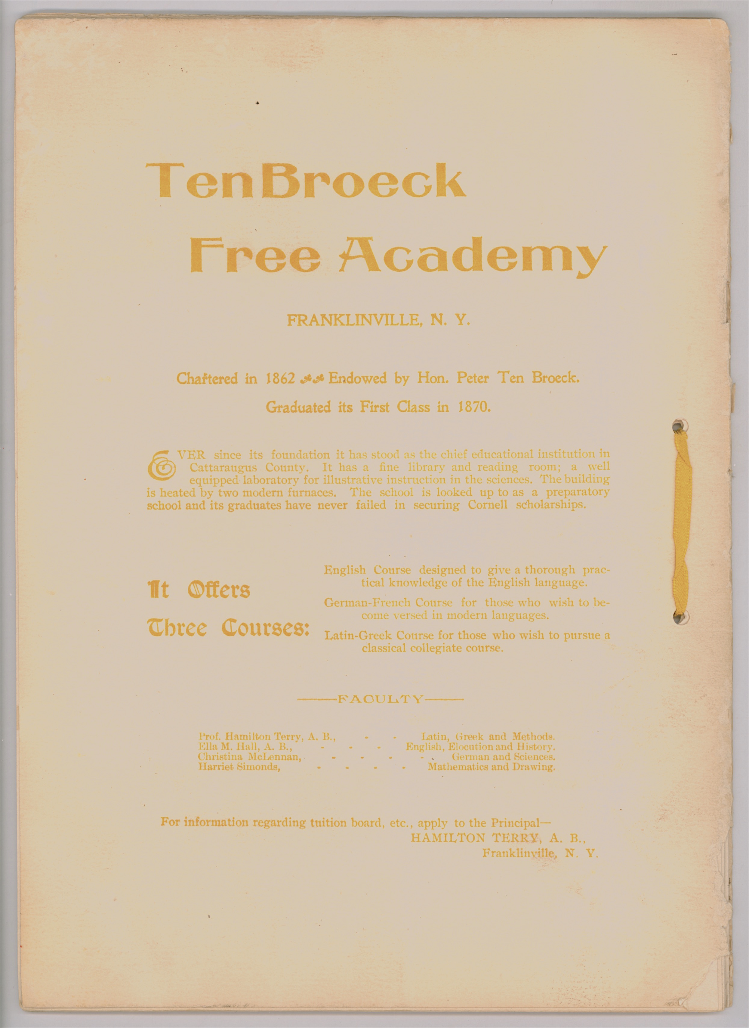 Ten Broeck Academy, Franklinville New York. Ten Broeck Observer ...
