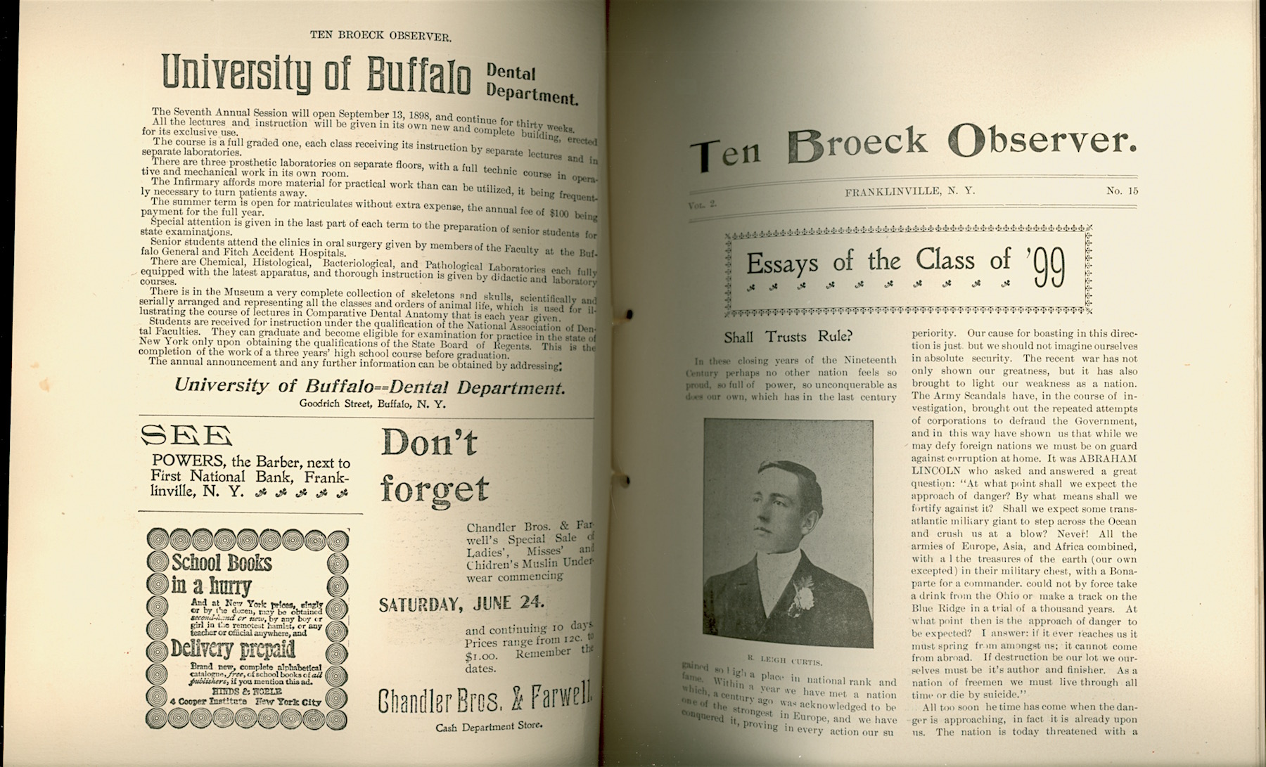 Ten Broeck Academy, Franklinville New York. Ten Broeck Observer ...