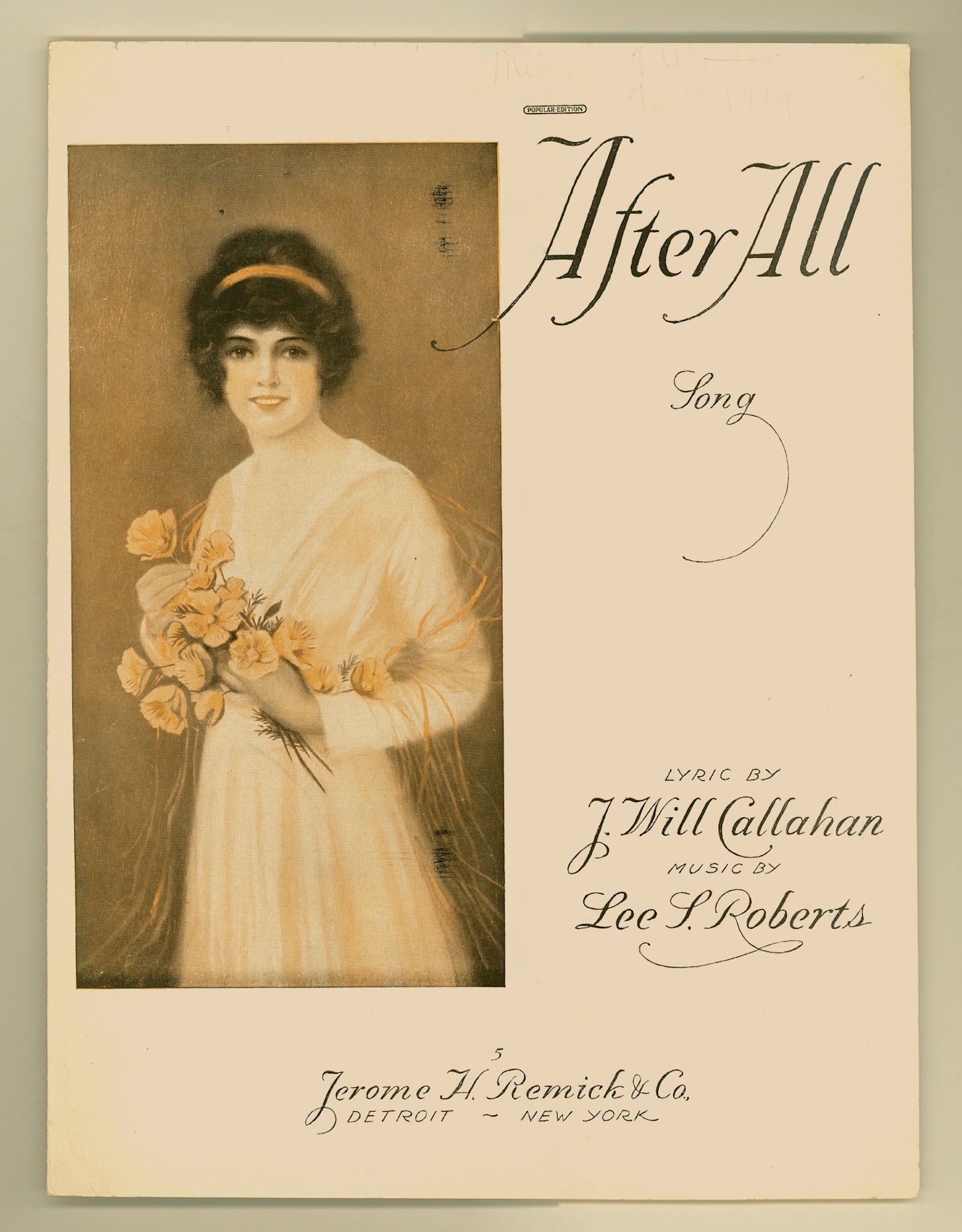Vintage Sheet Music from 1919, Popular Love Song, After All, Lyrics by ...