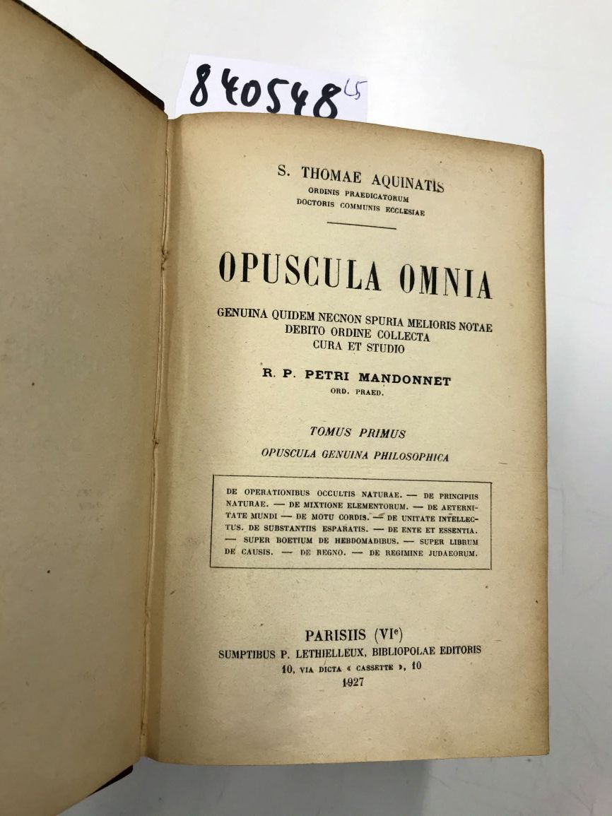 (Tomus Primus - Quintus) Opuscula omnia genuina quidem necnon spuria ...