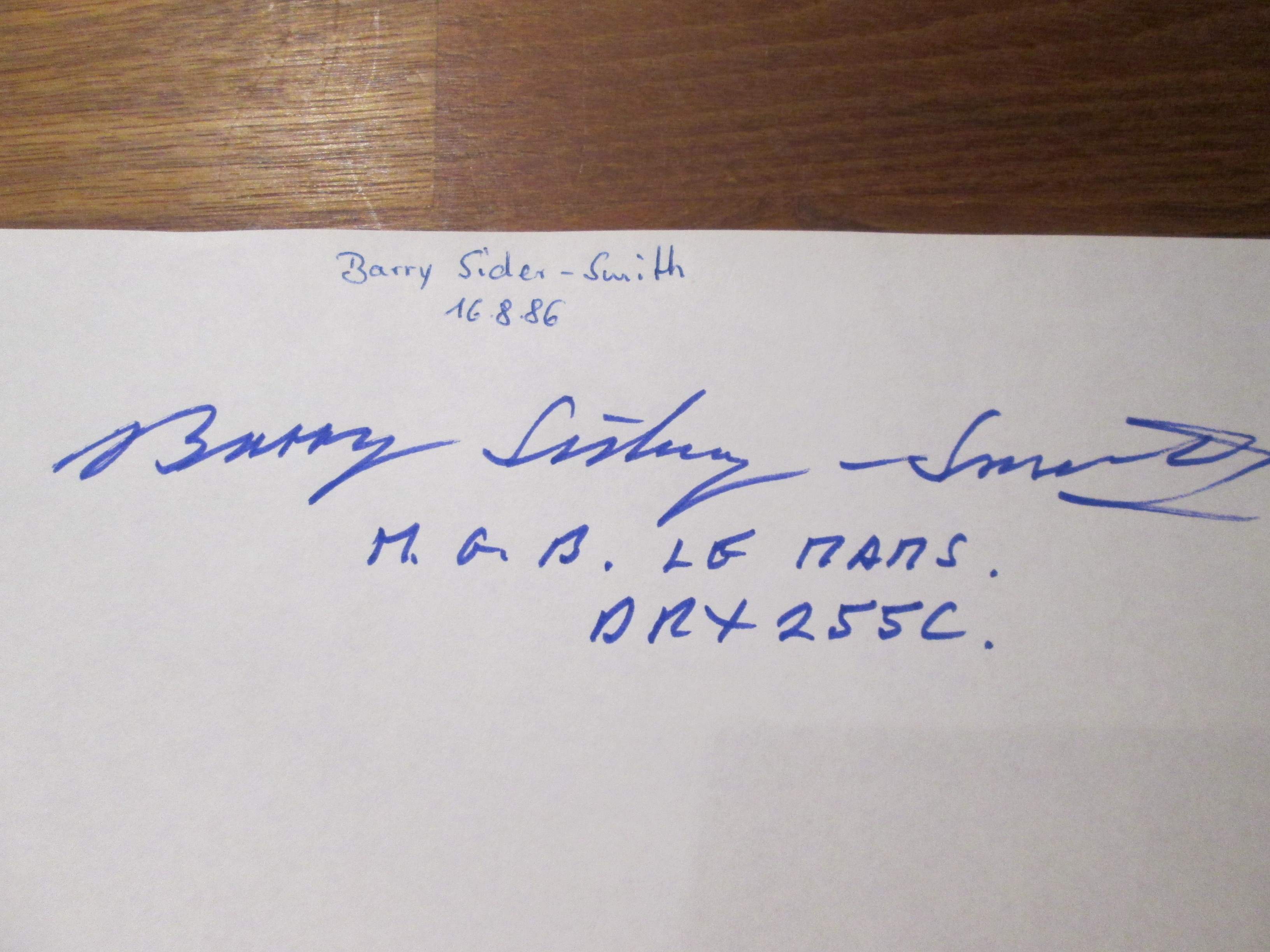 Original Autogramm Barry Sidery-Smith (1936-2017) /// Autograph ...
