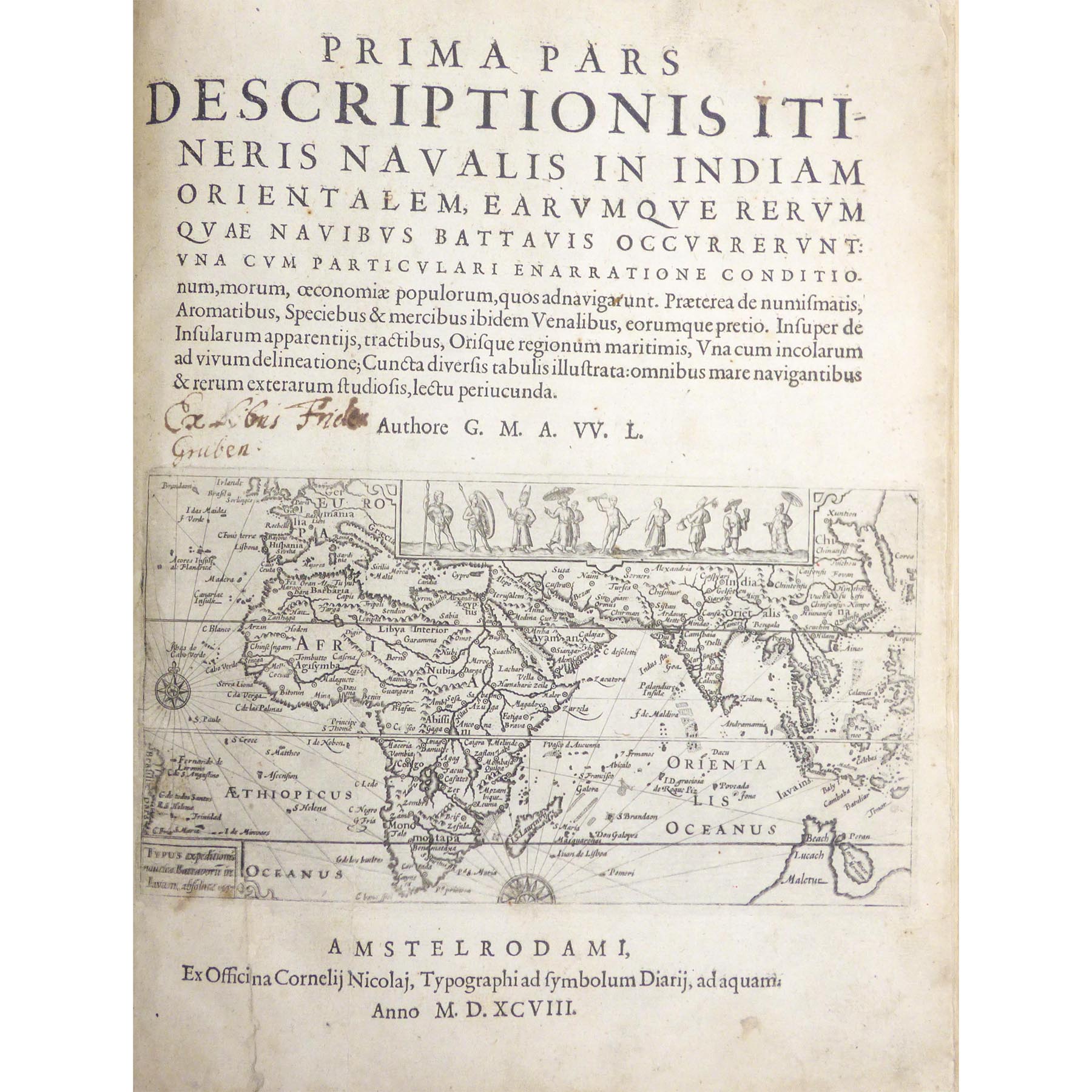 Prima pars descriptionis itineris navalis in Indiam Orientalem by LODEWIJCKSZ, Willem: Very Good ...