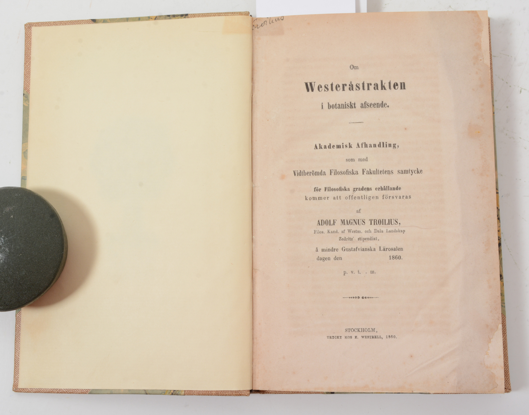 Om westeråstrakten i botaniskt afseende. by Troilius, Adolf Magnus ...