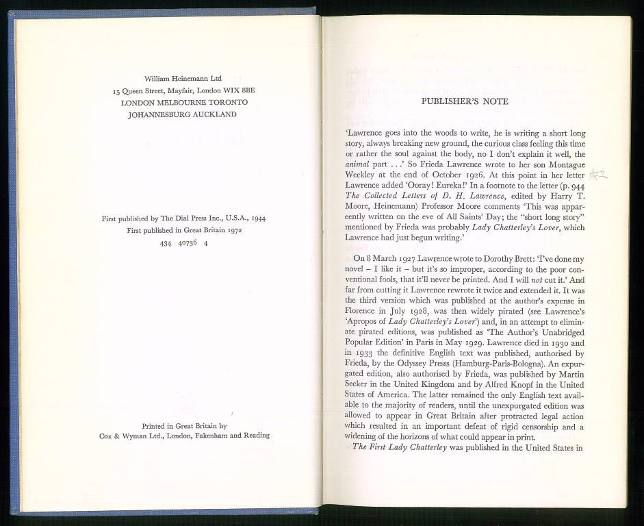 The First Lady Chatterley. (The First Version of 'Lady Chatterley's ...