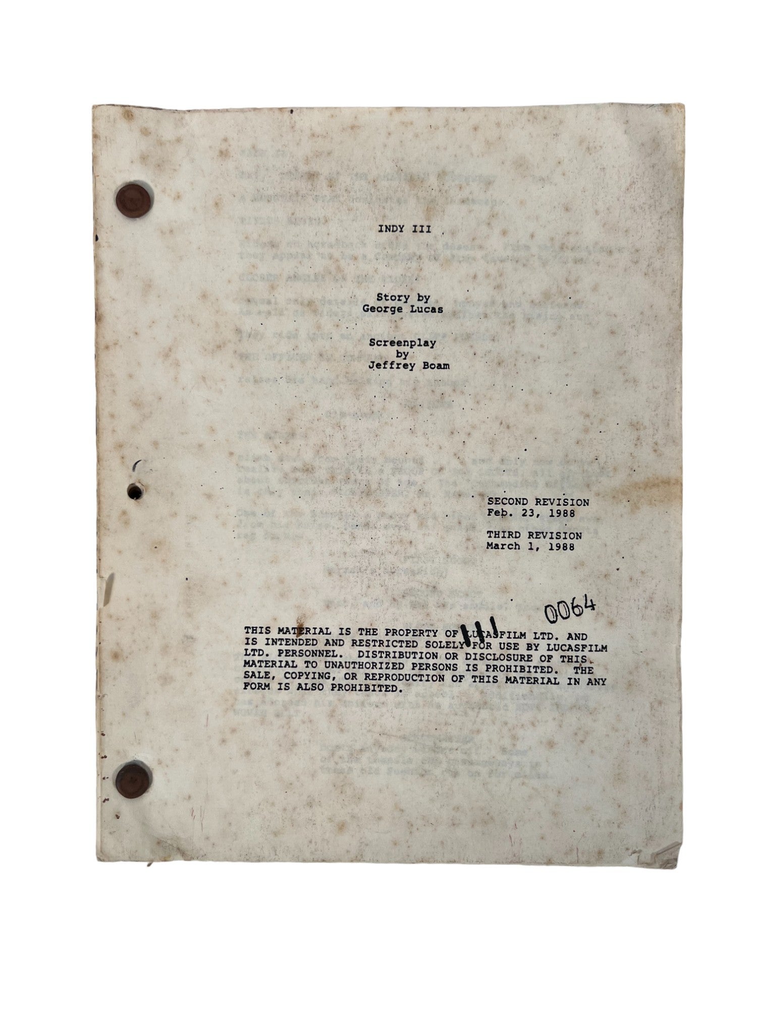 Original Film Script Indiana Jones and the Last Crusade by [Script], Indiana Jones: Manuscript ...