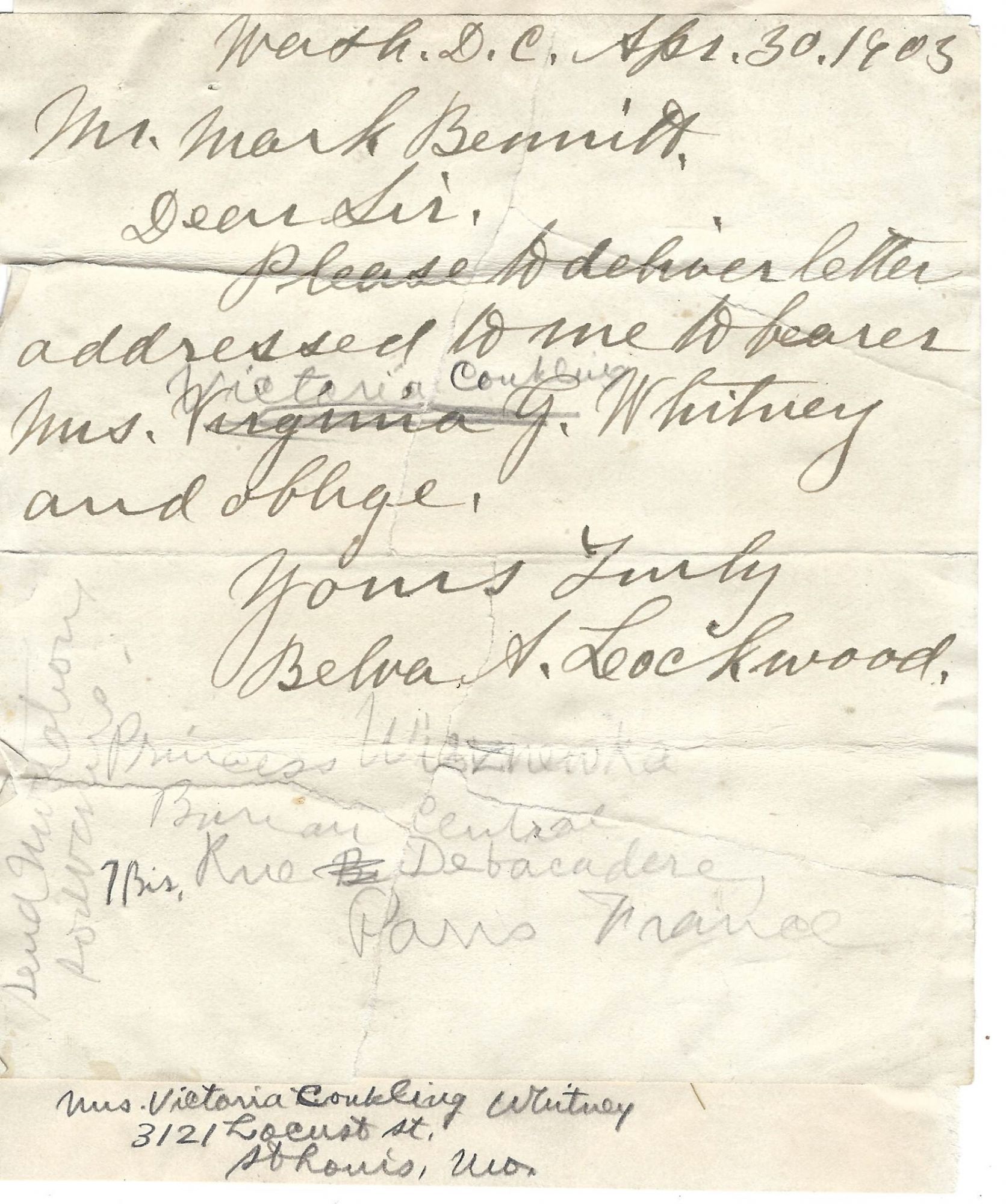 Belva Lockwood, First Woman to Run for U.S. President Autograph Letter ...