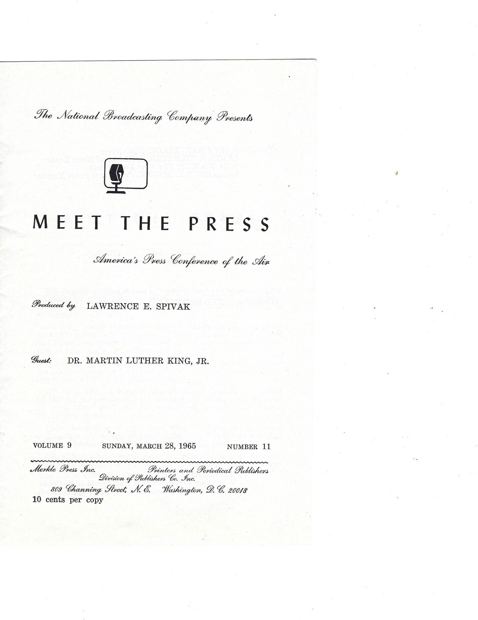 Meet The Press With Guest Martin Luther King JR. de Dr. Martin Luther ...