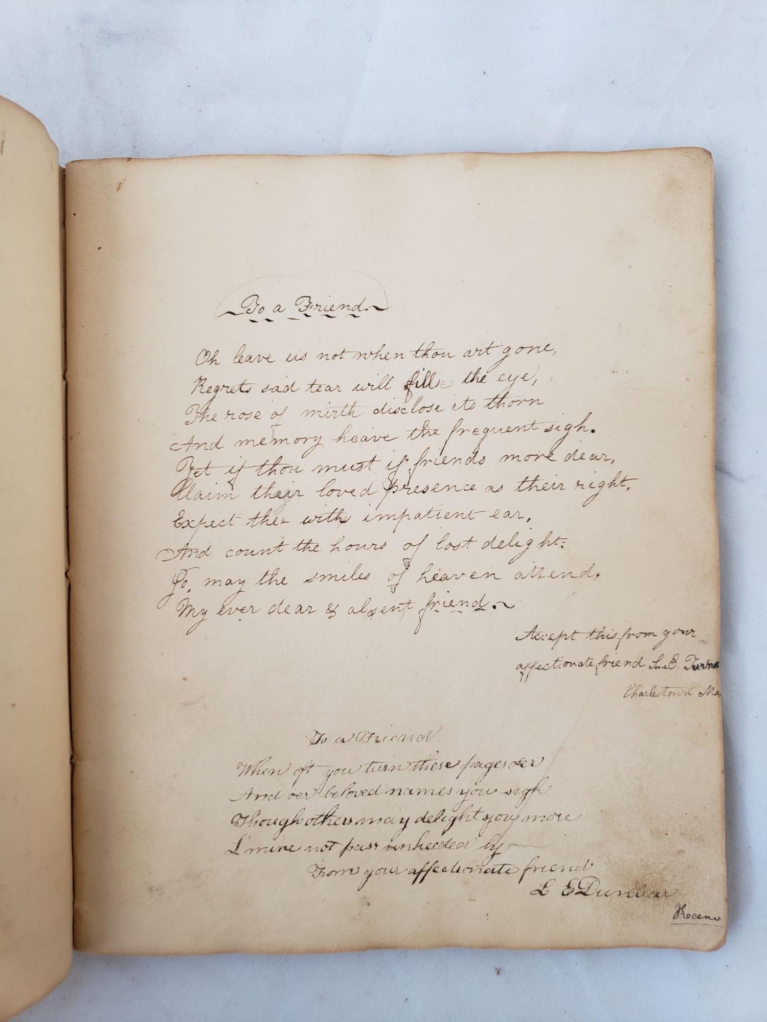 Young Women Handwritten Friendship album - 1825-1894 by [19th cent ...