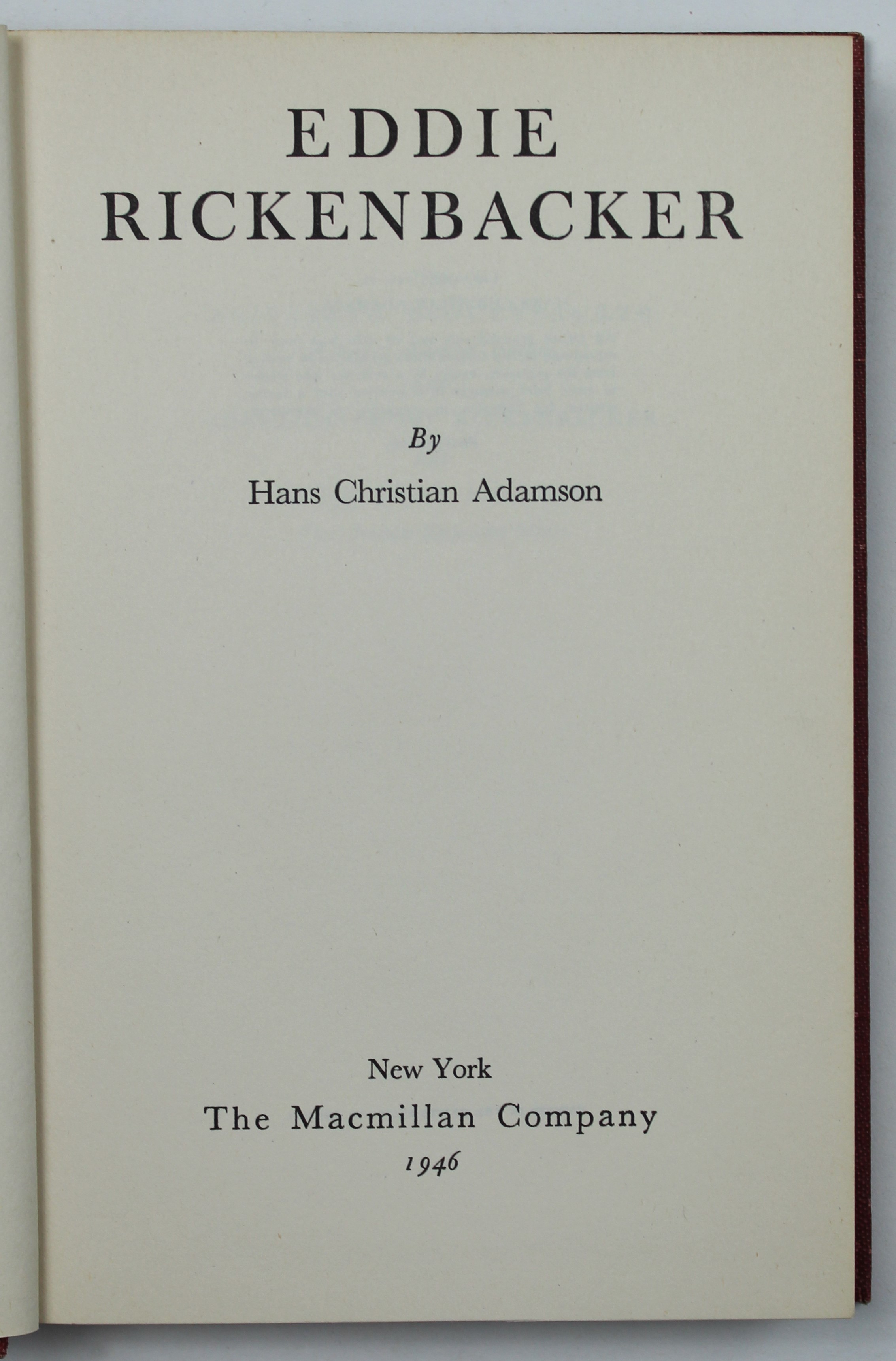 Eddie Rickenbacker, by Adamson, Hans Christian: Very Good Hardcover ...