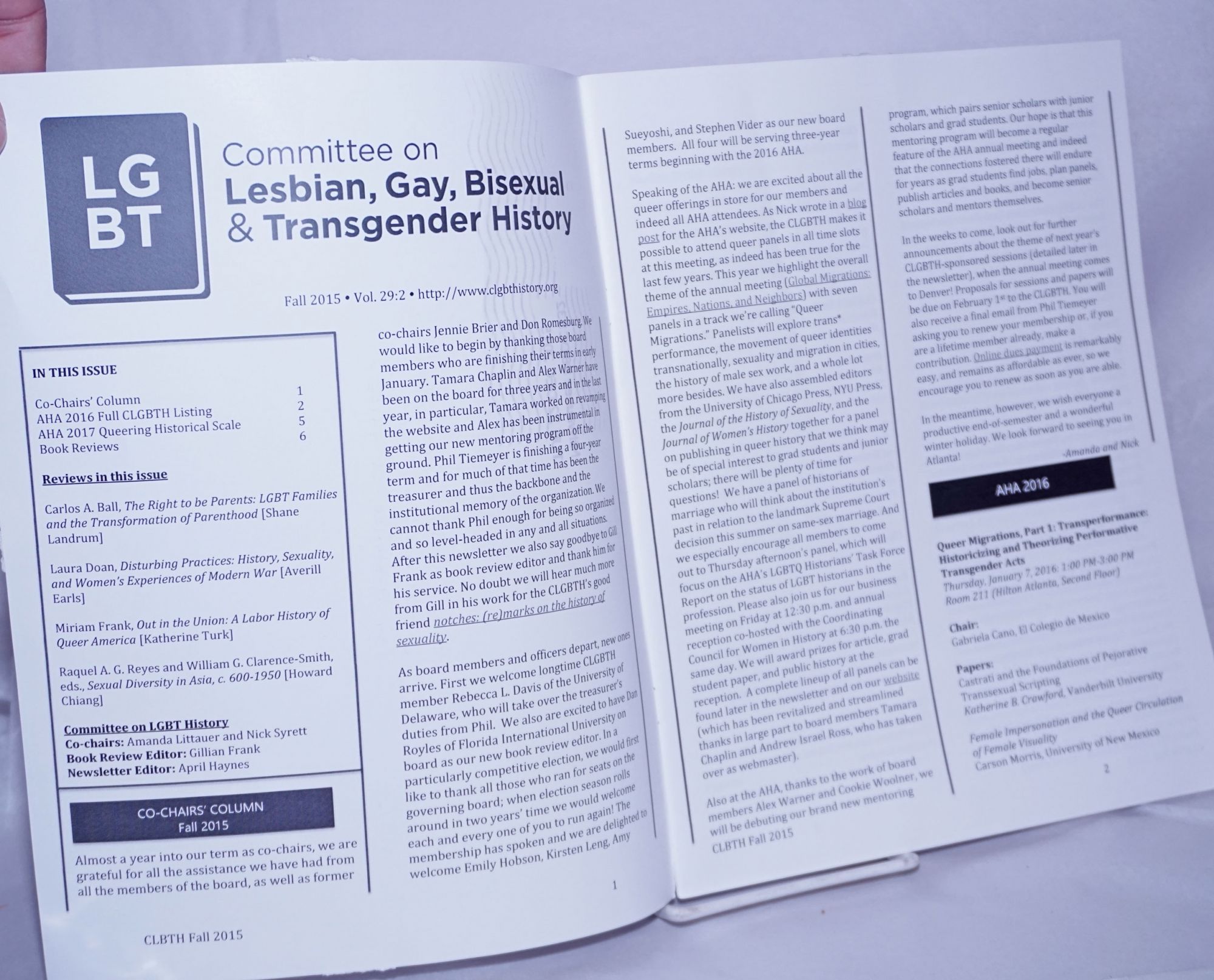 Committee on Lesbian, Gay, Bisexual & Transgender History: vol. 29, #2 ...