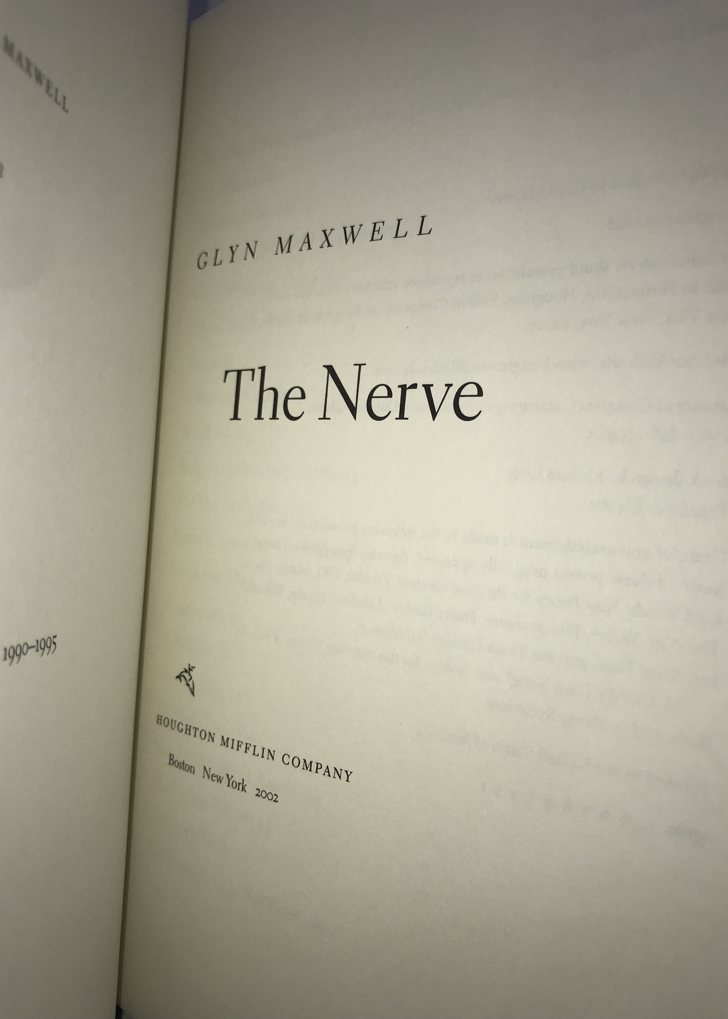 The Nerve: Poems (First Edition) by Glyn Maxwell: As New Hardcover ... The Nerve: Poems (First Edition) by Glyn Maxwell: As New Hardcover ...