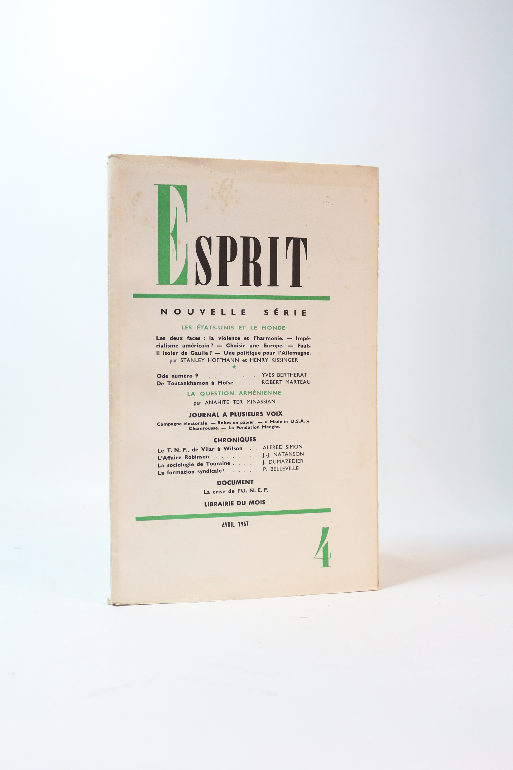 Esprit. Nouvelle série N°4 de la 35ème année by COLLECTIF: couverture ...