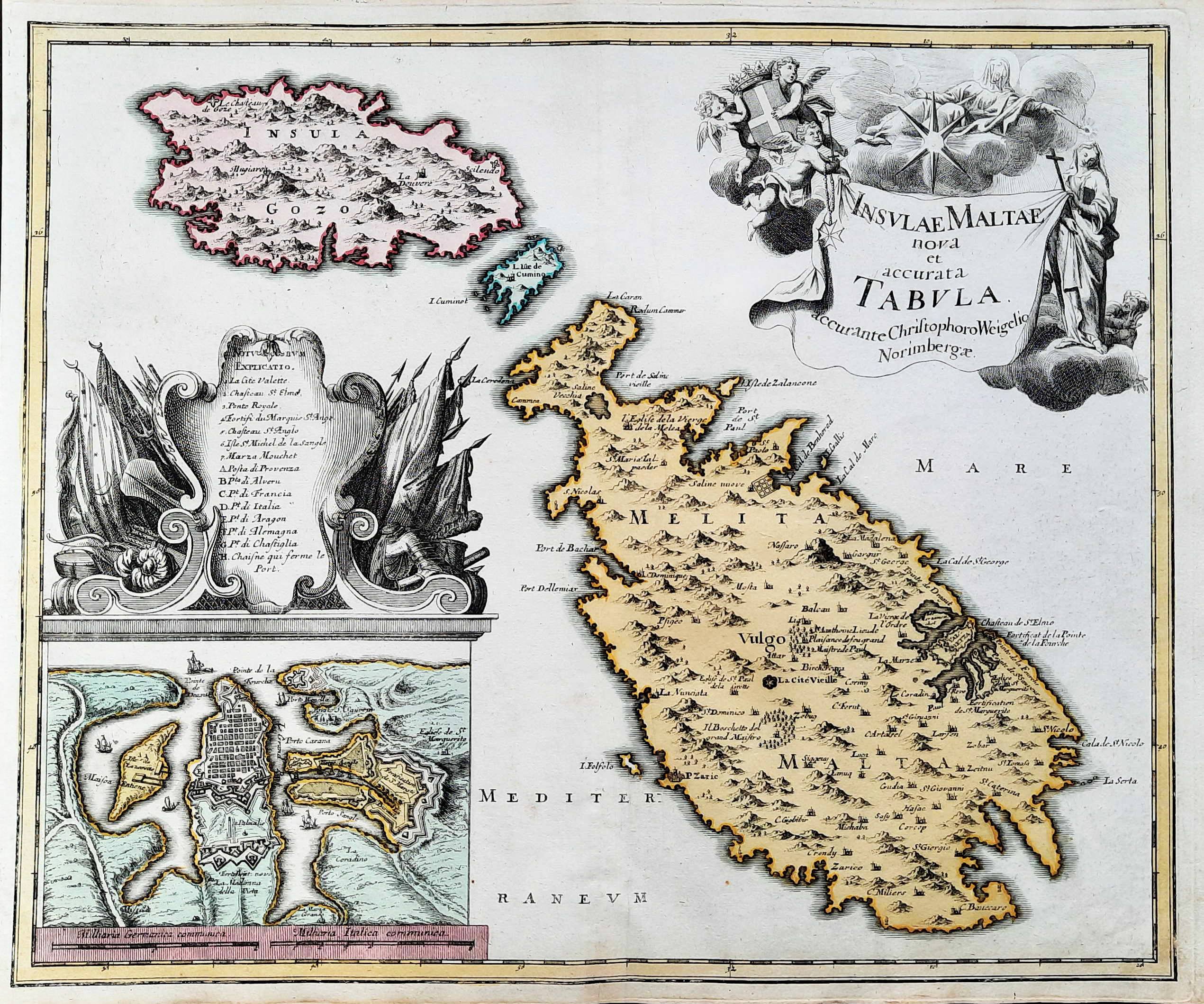 "Insulae Maltae nova et acurata Tabula." - Malta La Valletta island ...
