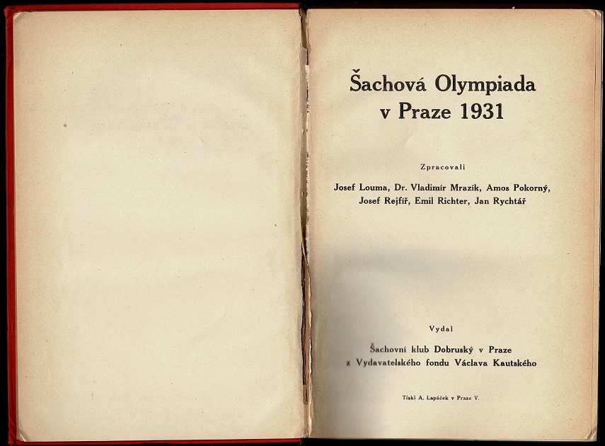 Sachova Olympiada v Praze 1931. Zpracovali by Josef Louma (1898-1955 ...