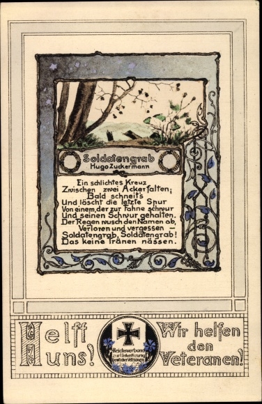 Ansichtskarte / Postkarte Soldatengrab Hugo Zuckermann, Reichsverband ...