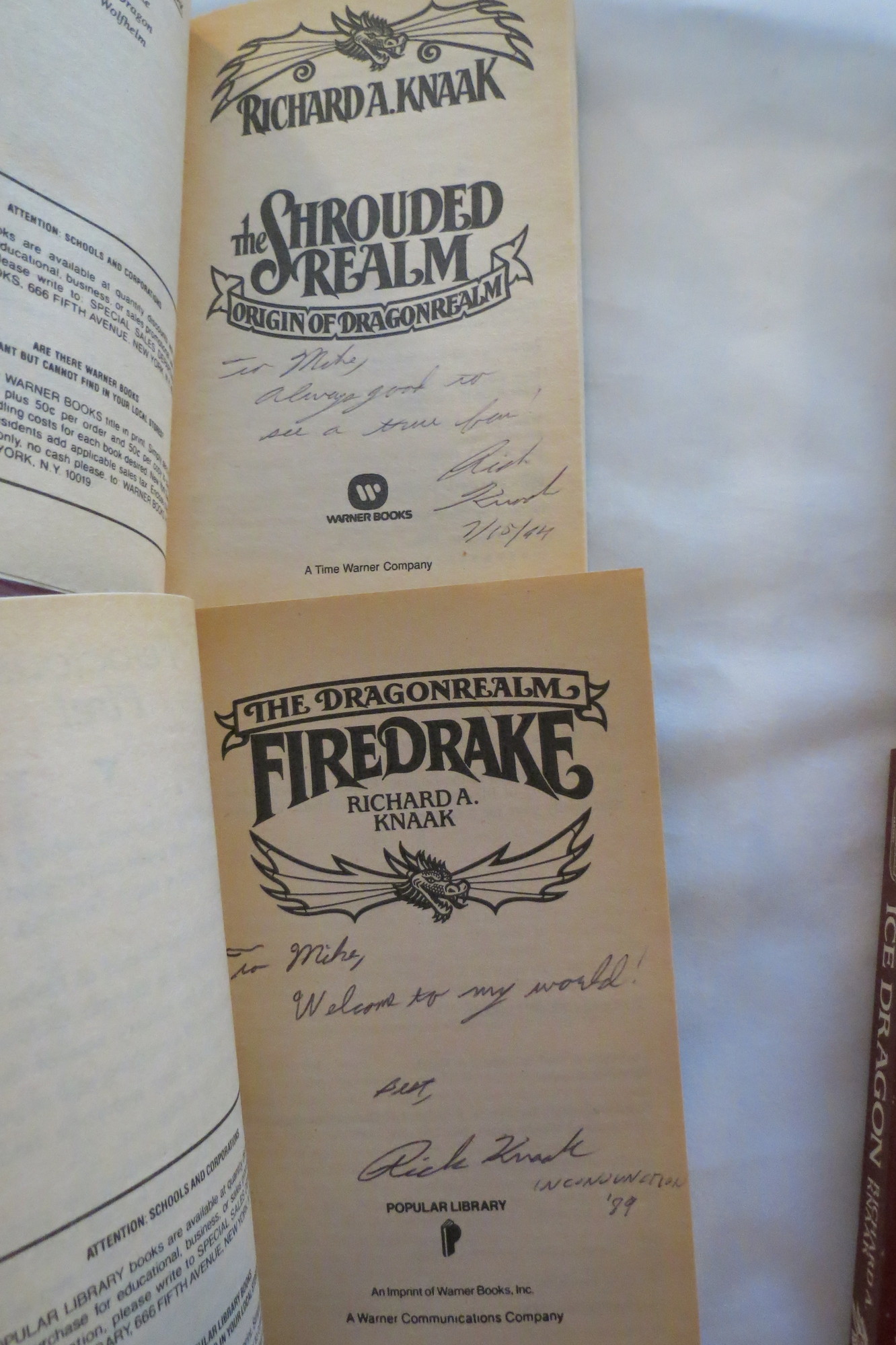 WOLFHELM; FIREDRAKE; ICEDRAGON; THE SHROUDED REALM (Signed 4 Book Set ...