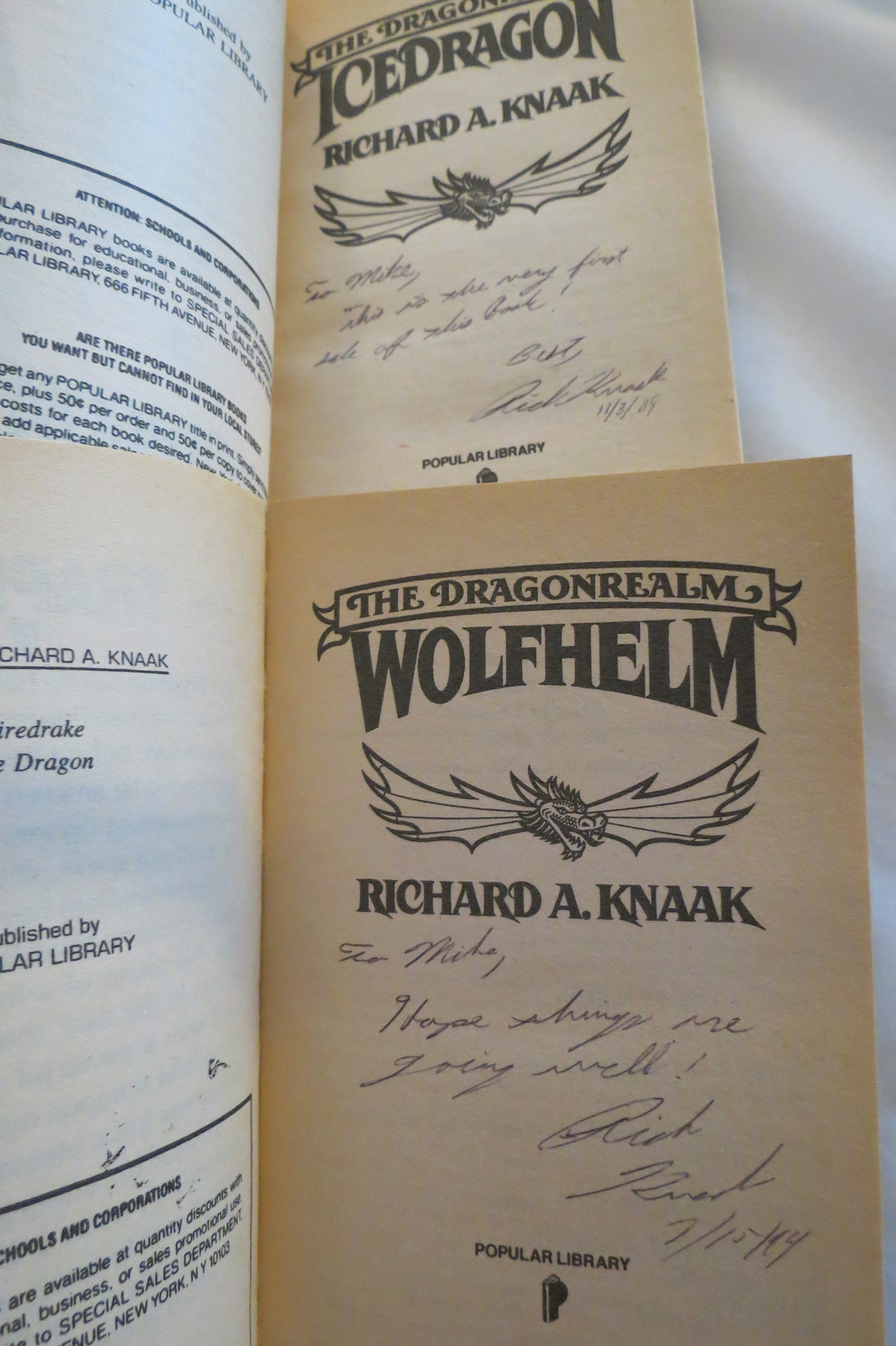 WOLFHELM; FIREDRAKE; ICEDRAGON; THE SHROUDED REALM (Signed 4 Book Set ...