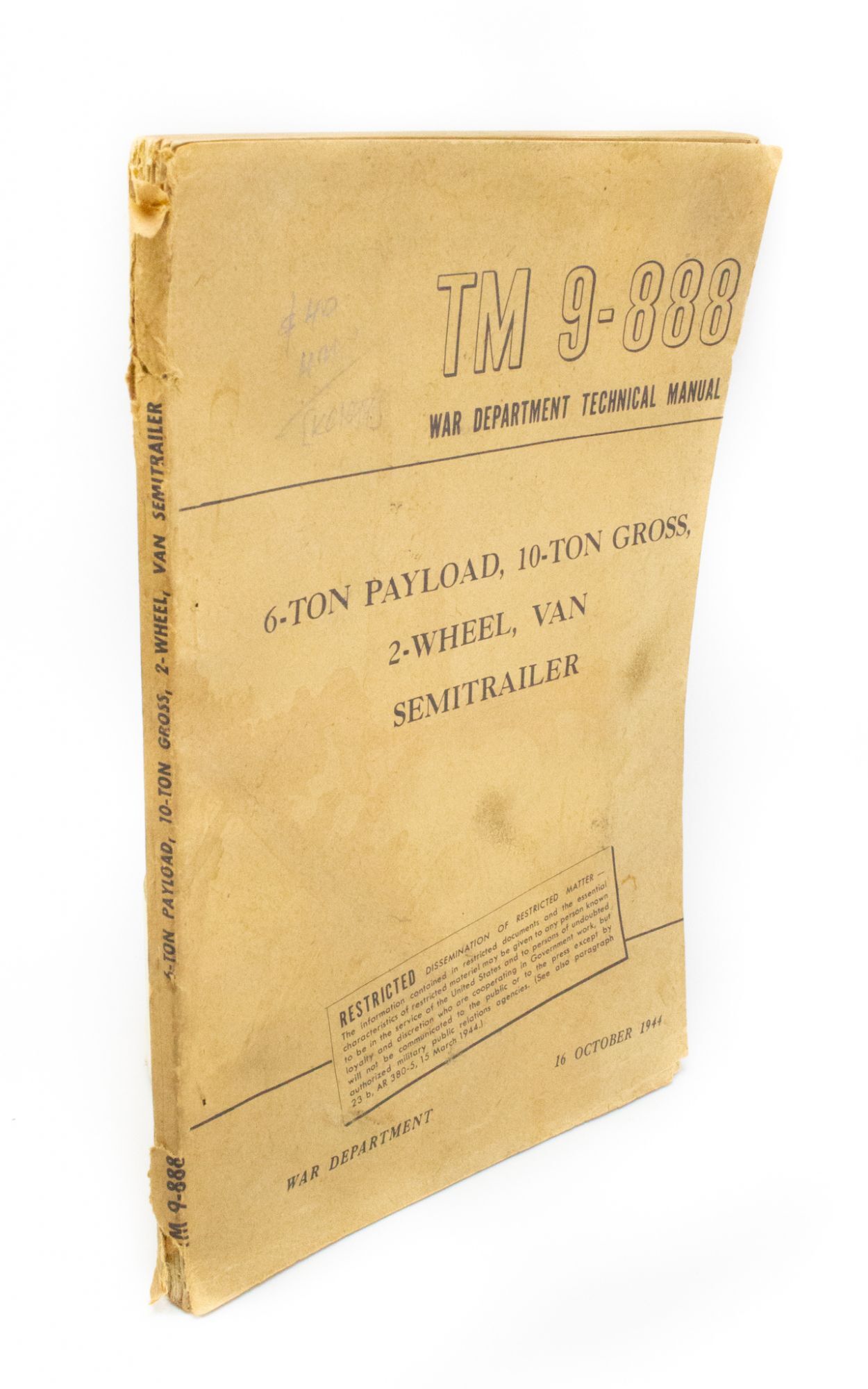 6-Ton Payload, 10-Ton Gross, 2-Wheel, Van Semitrailer War Department ...