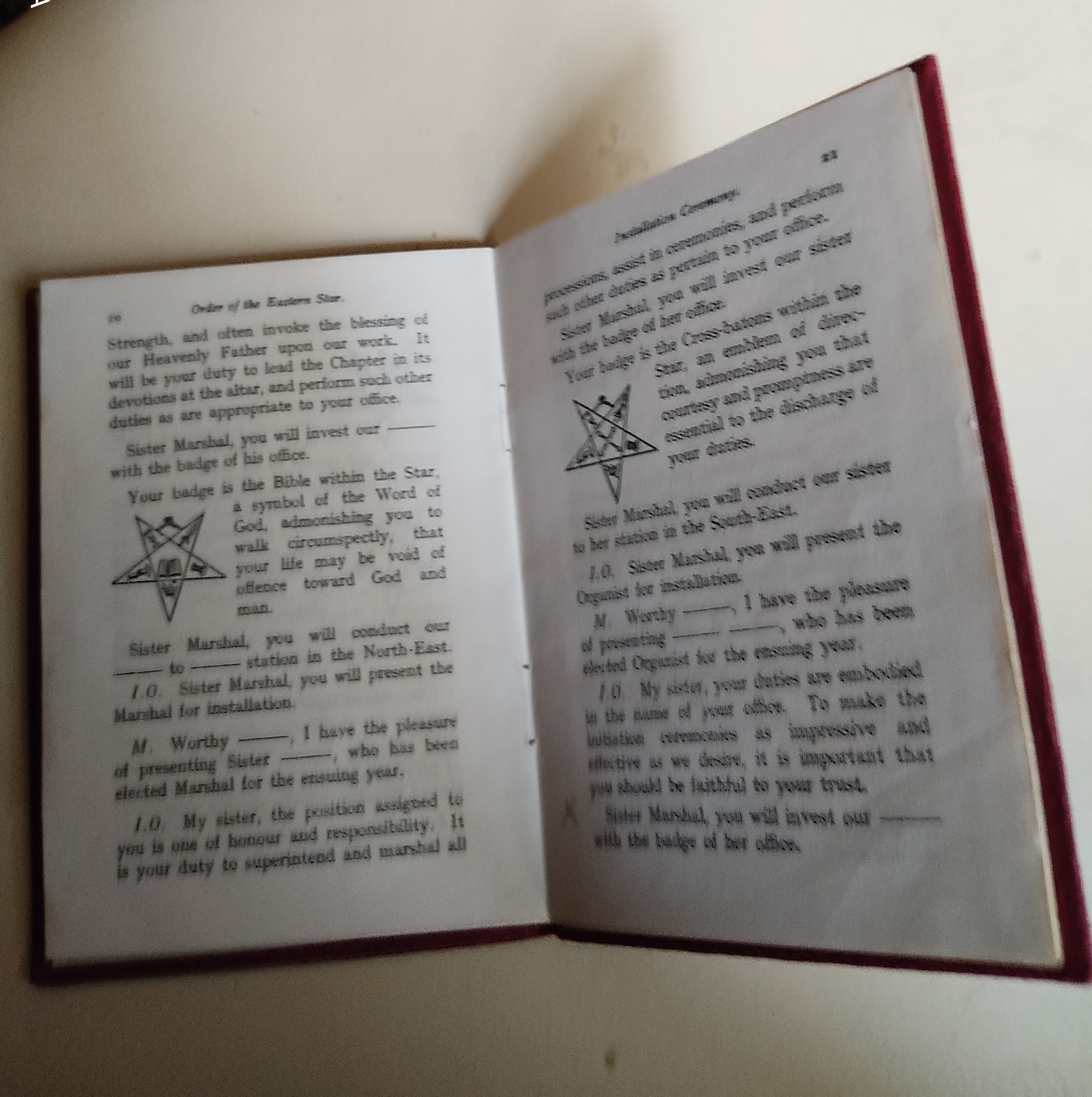 Order of the Eastern Star Installation Ceremony: Good Hardcover (1929 ...