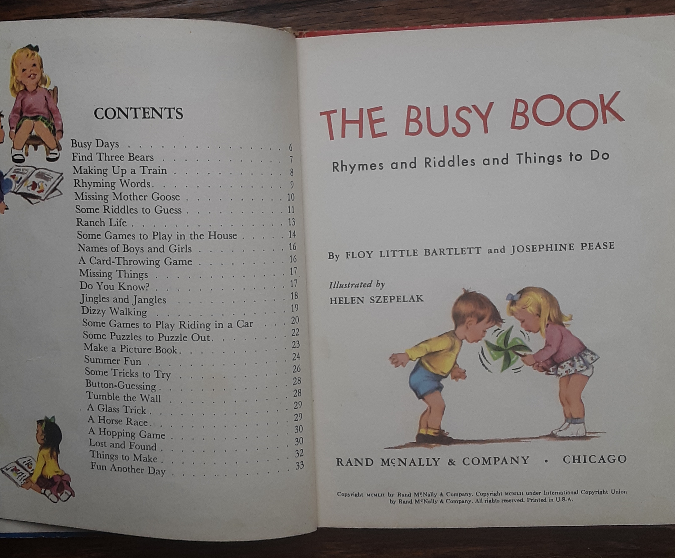 The Busy Book: Rhymes and Riddles and Things To Do by Bartlett, Floy ...
