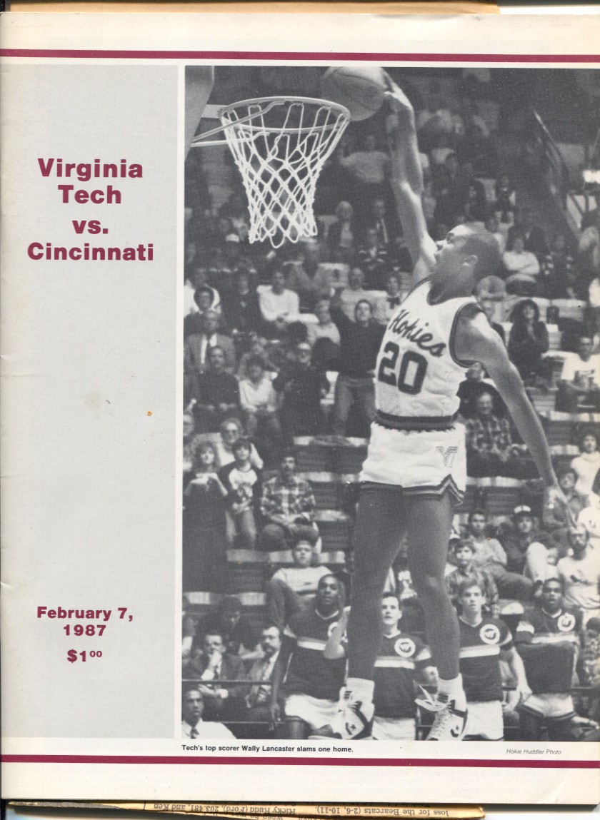 Virginia Tech vs Cincinnati NCAA Basketball Game Program 2/7/1987 ...