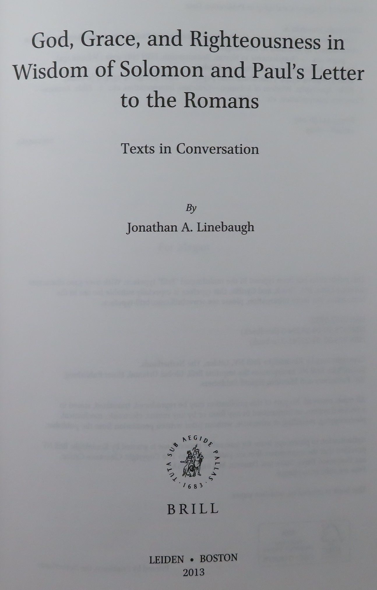 God, Grace, and Righteousness in Wisdom of Solomon and Paul's Letter to ...