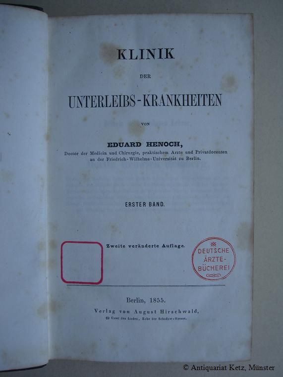 Klinik der Unterleibs-Krankheiten. 3 Bände (in 1 Band gebunden). by ...
