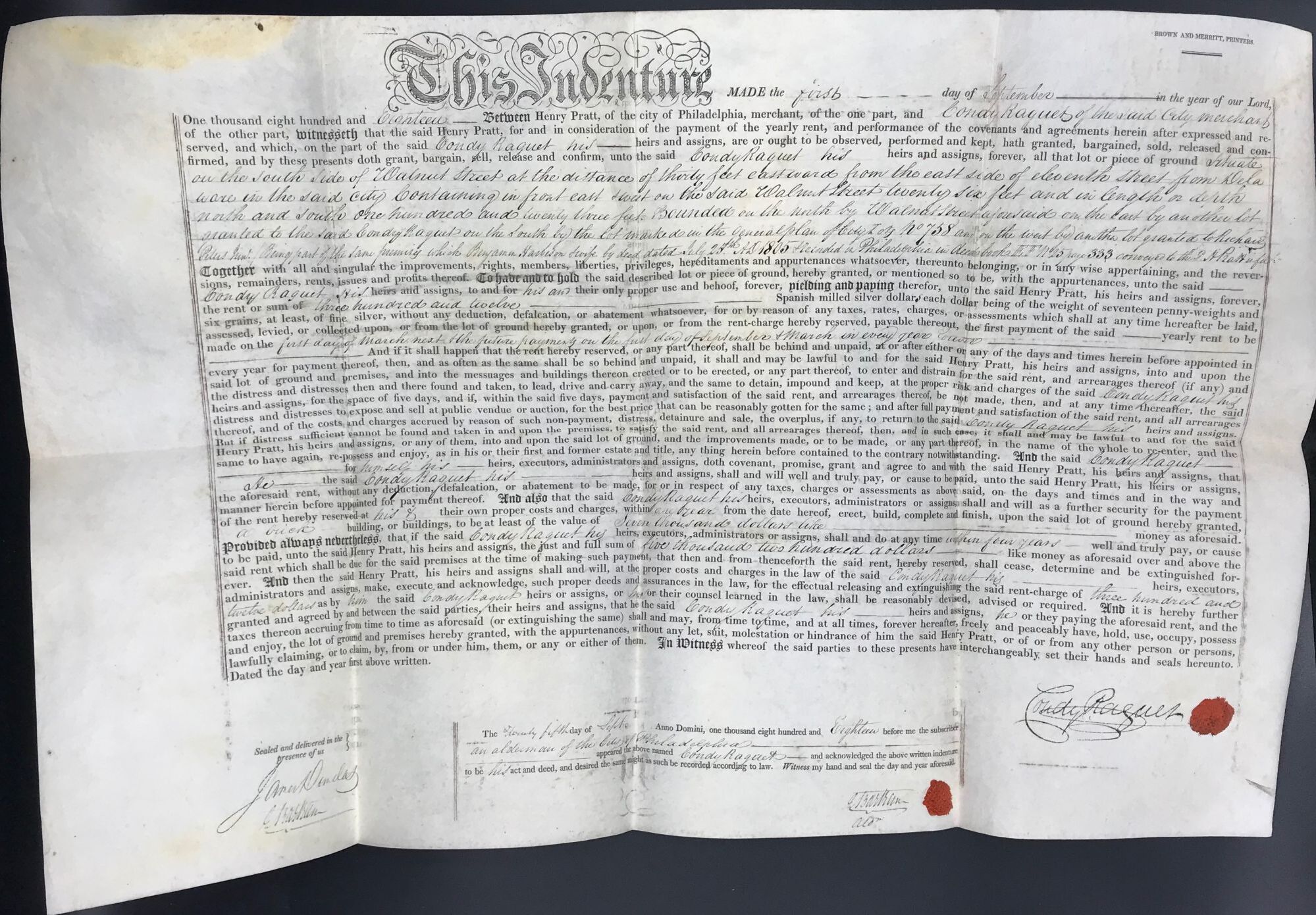 DEED OF INDENTURE FROM HENRY PRATT, CITY OF PHILADELPHIA, MERCHANT TO ...