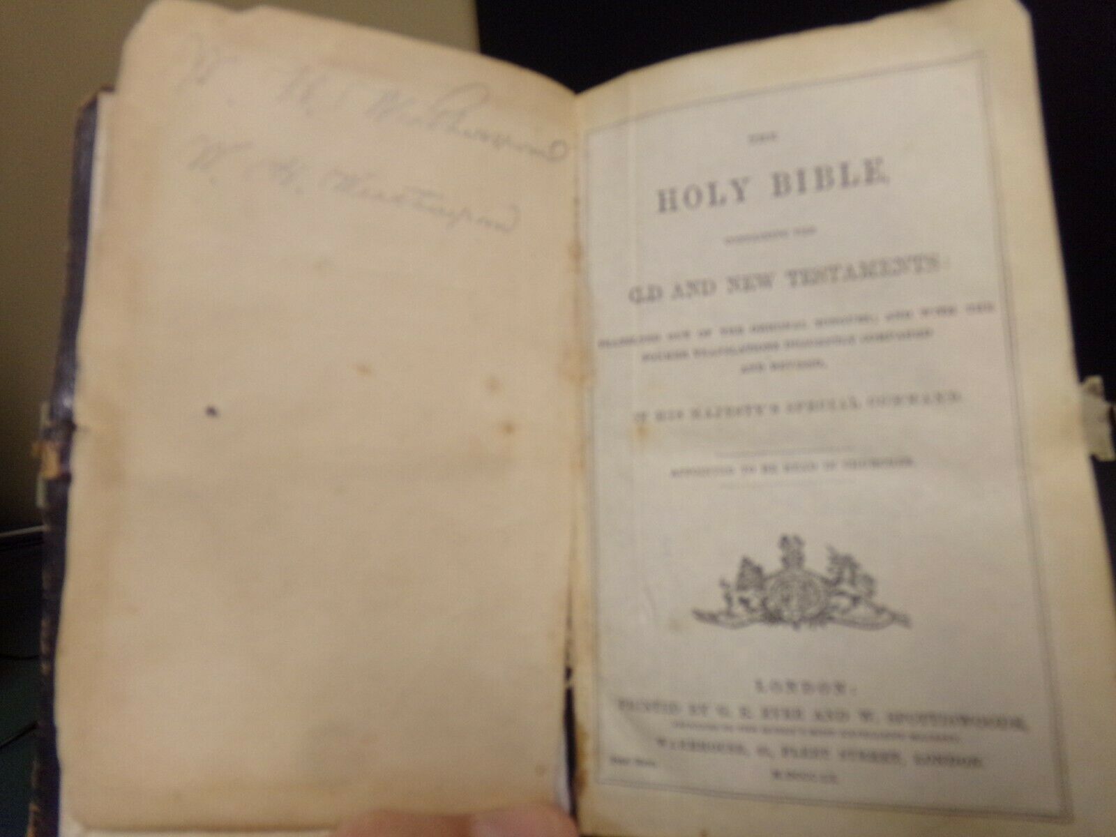 1860 Civil War Bible - signed by Union & Confederate Soldiers: Fair ...