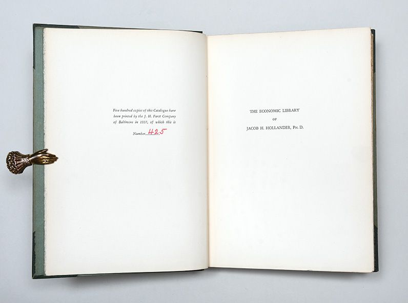 The Economic Library of Jacob H. Hollander. Compiled by Elsie A. G ...