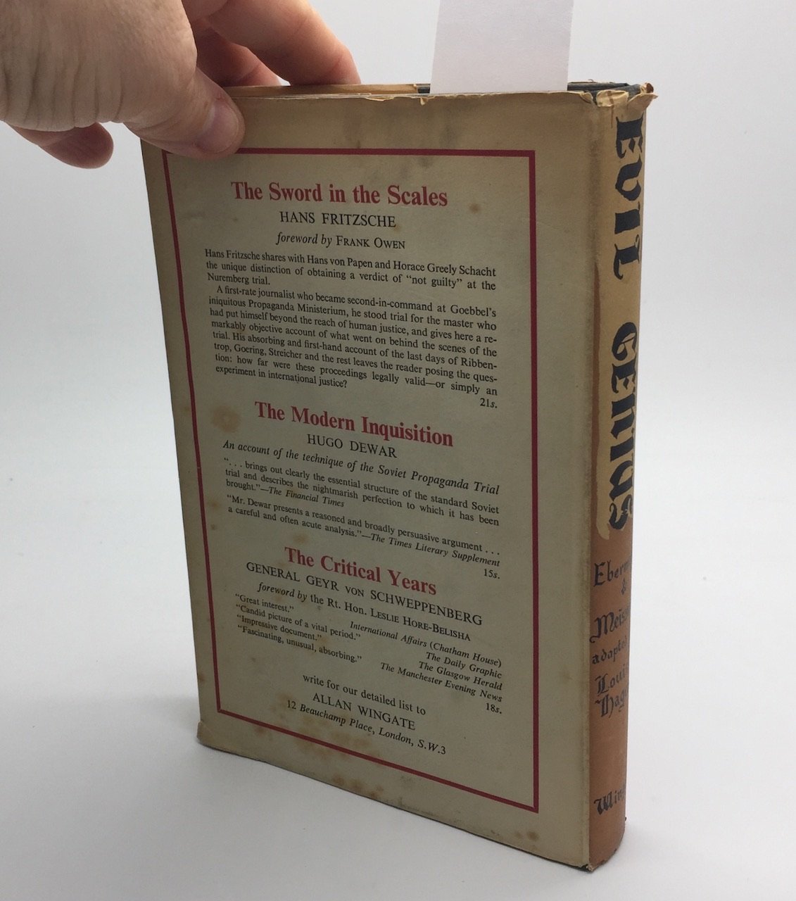 EVIL GENIUS by EBERMAYER, Erich And Hans-Otto Meissner: (1953) | Any ...