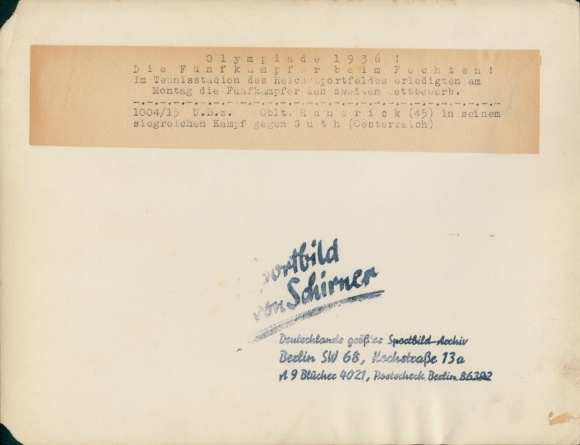 Foto Olympische Spiele 1936, Fünfkämpfer Gotthard Handrick und Alfred ...