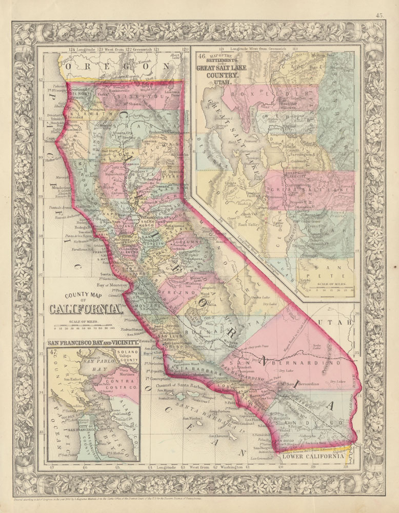County Map of California by (CALIFORNIA -- Map): (1860) Map | Main ...