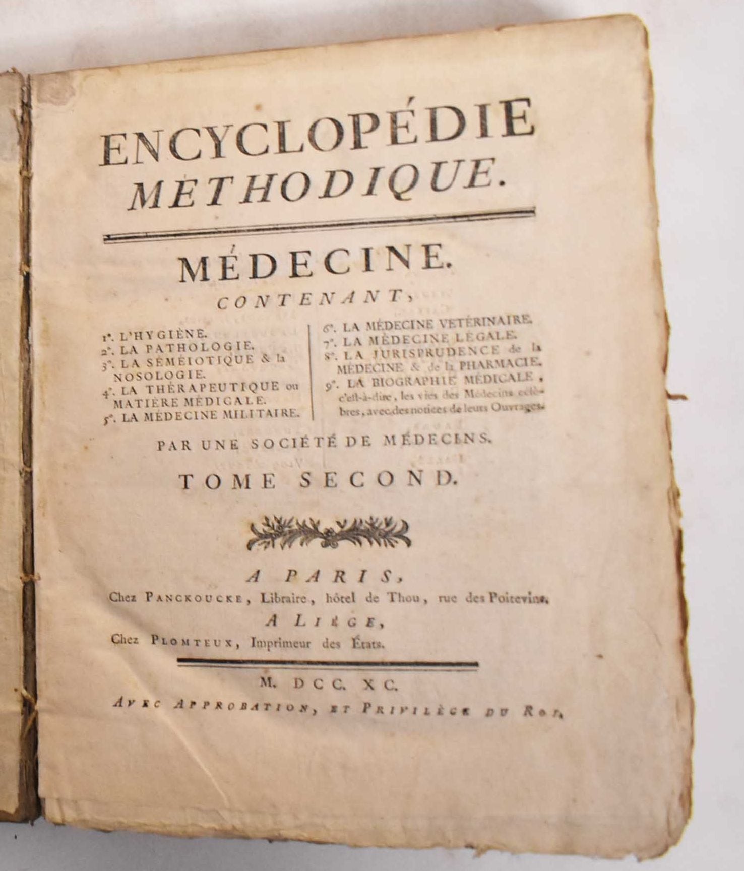Encyclopedie Methodique: Medecine, Tome Second by Panckoucke, Charles ...
