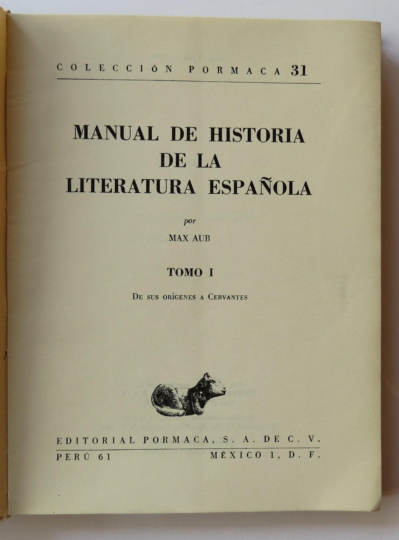 Manual De Historia De La Literatura Española. De Sus Orígenes a ...