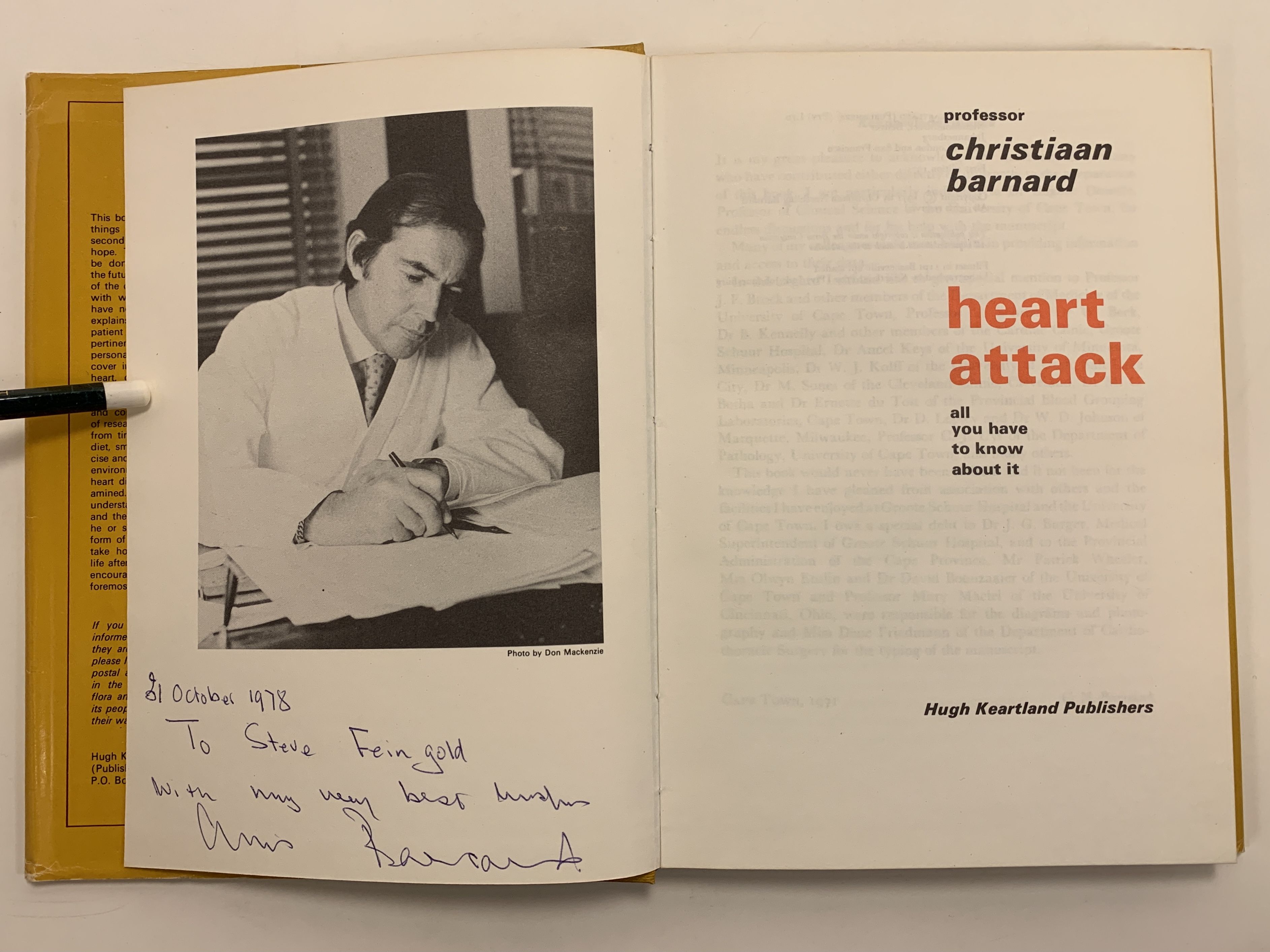 Heart Attack All You Have to Know About it by Barnard, Christiaan: Very ...