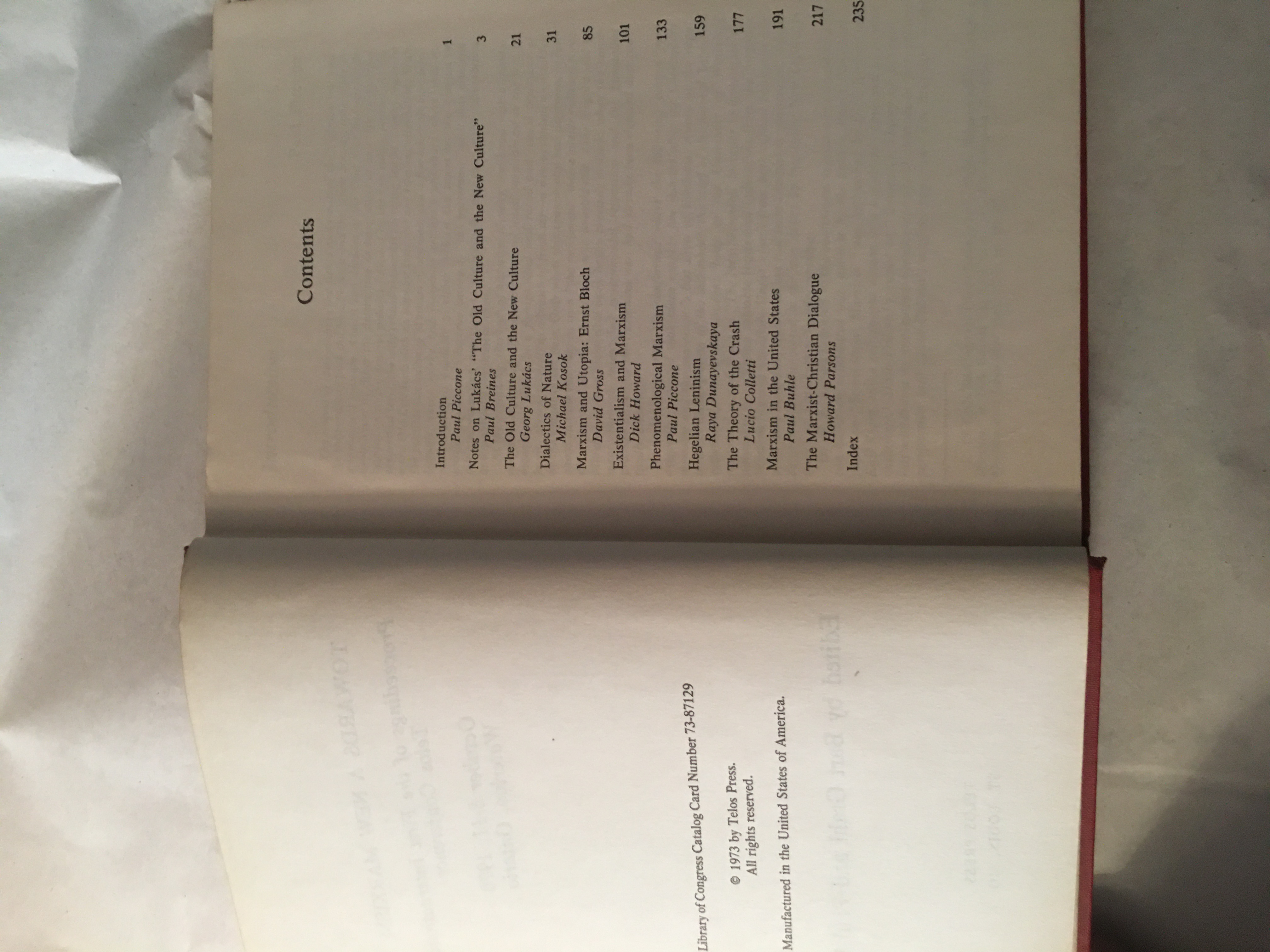 Towards a new Marxism. Proceedings of the First International Telos ...