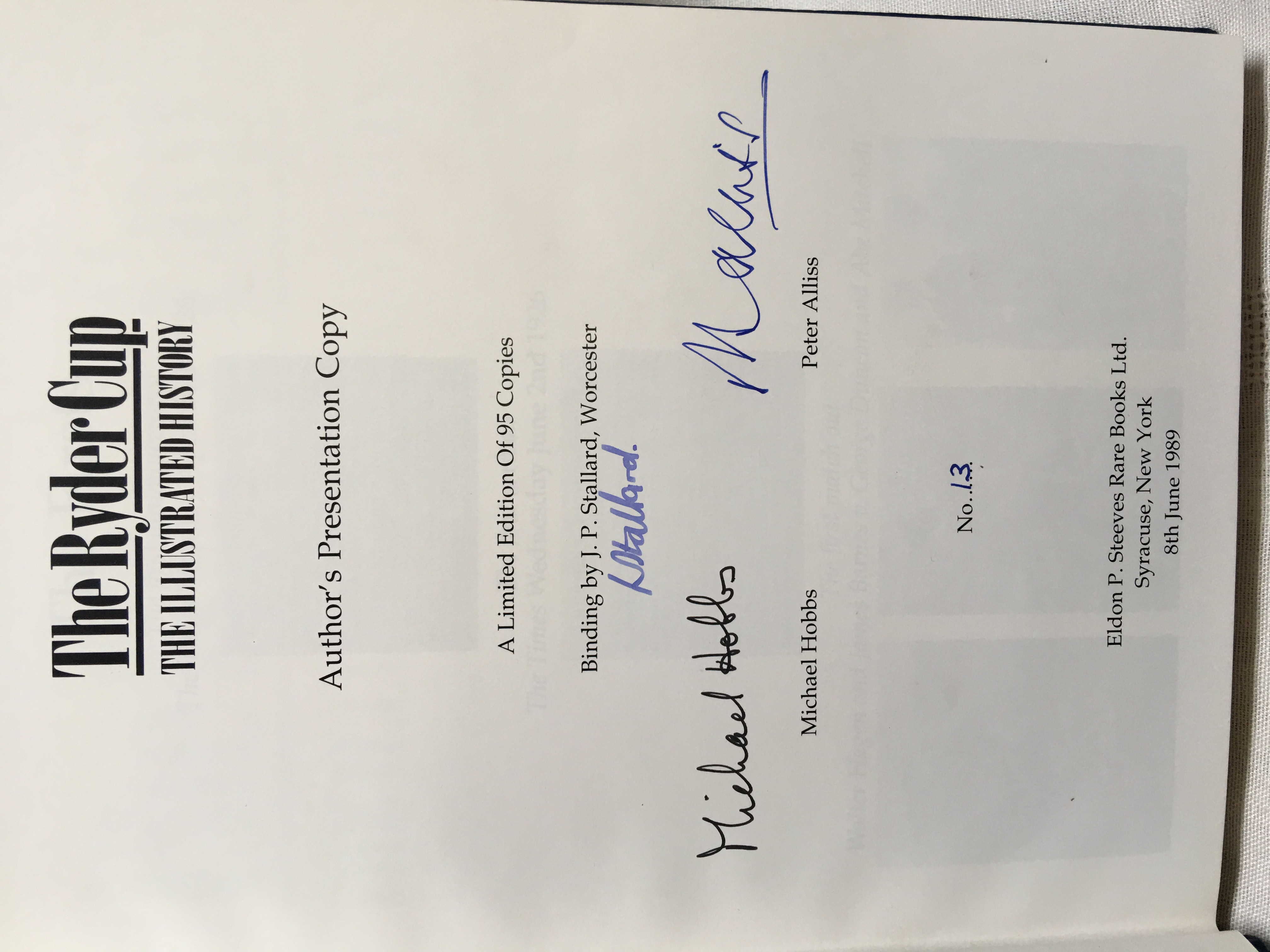 The Ryder Cup: The Illustrated History by Hobbs, Michael: Fine ...