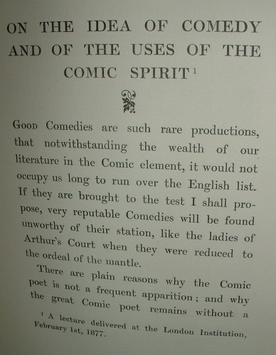 AN ESSAY ON COMEDY AND THE USES OF COMIC SPIRIT by GEORGE MEREDITH ...