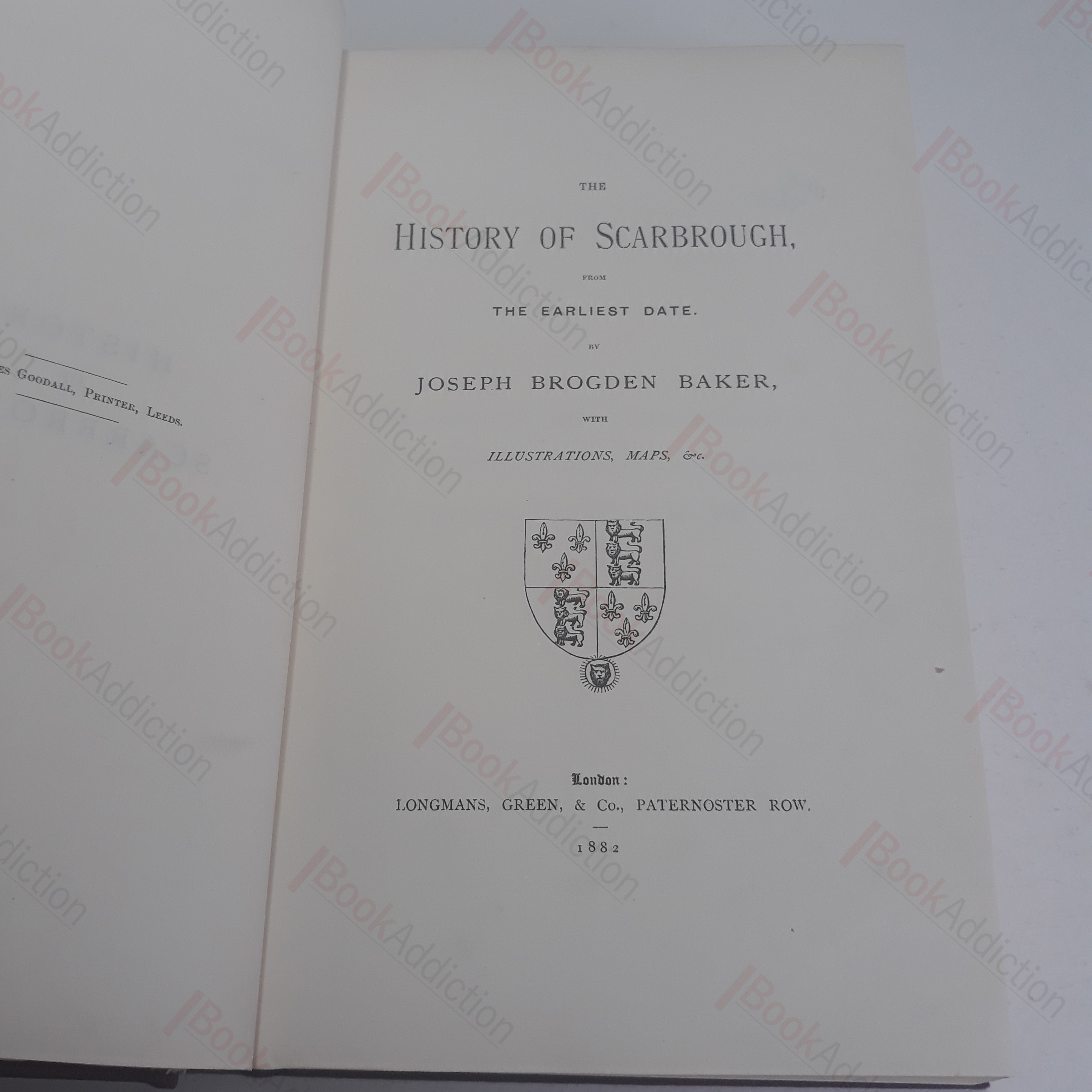 The History of Scarborough, from the Earliest Date by Baker, Joseph ...