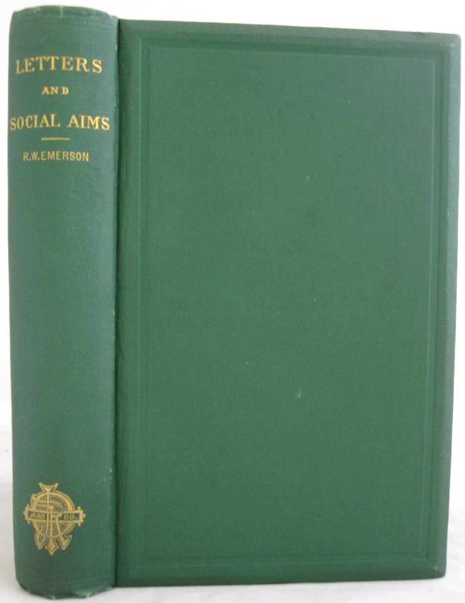 First Edition of Emerson's "Letters and Social Aims," 1876 by Emerson ...