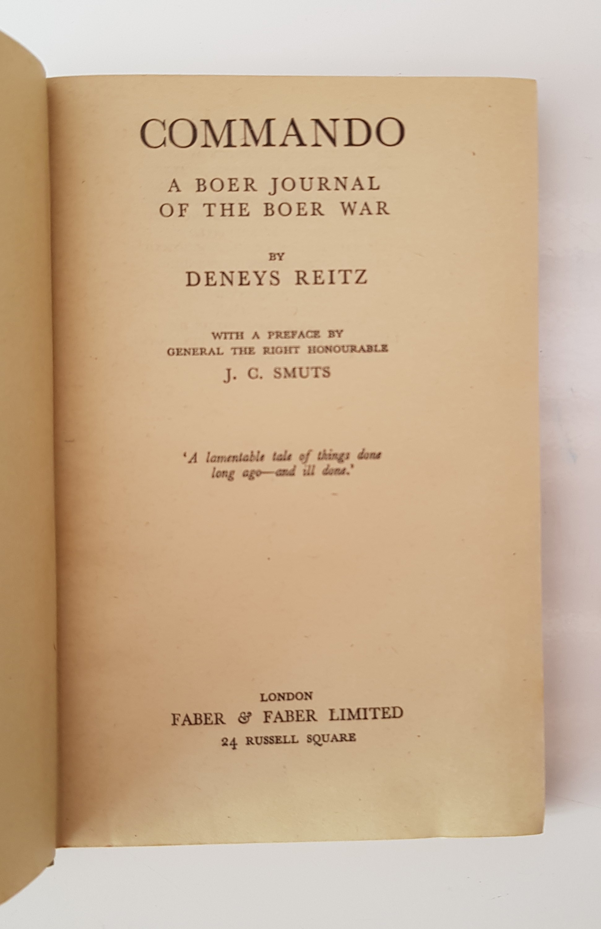 Commando by Deneys Reitz: Used - Very Good (1942) | Berkshire Rare Books