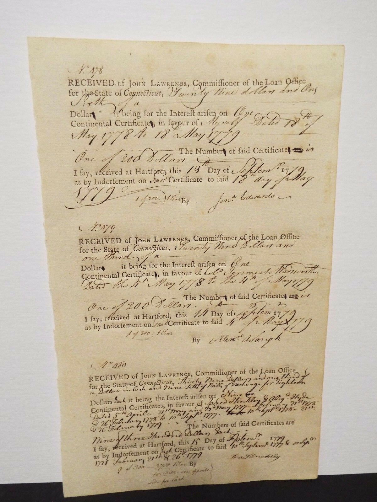 1779 Autograph Document Signed by Jonathan Edwards the Younger: Signed ...