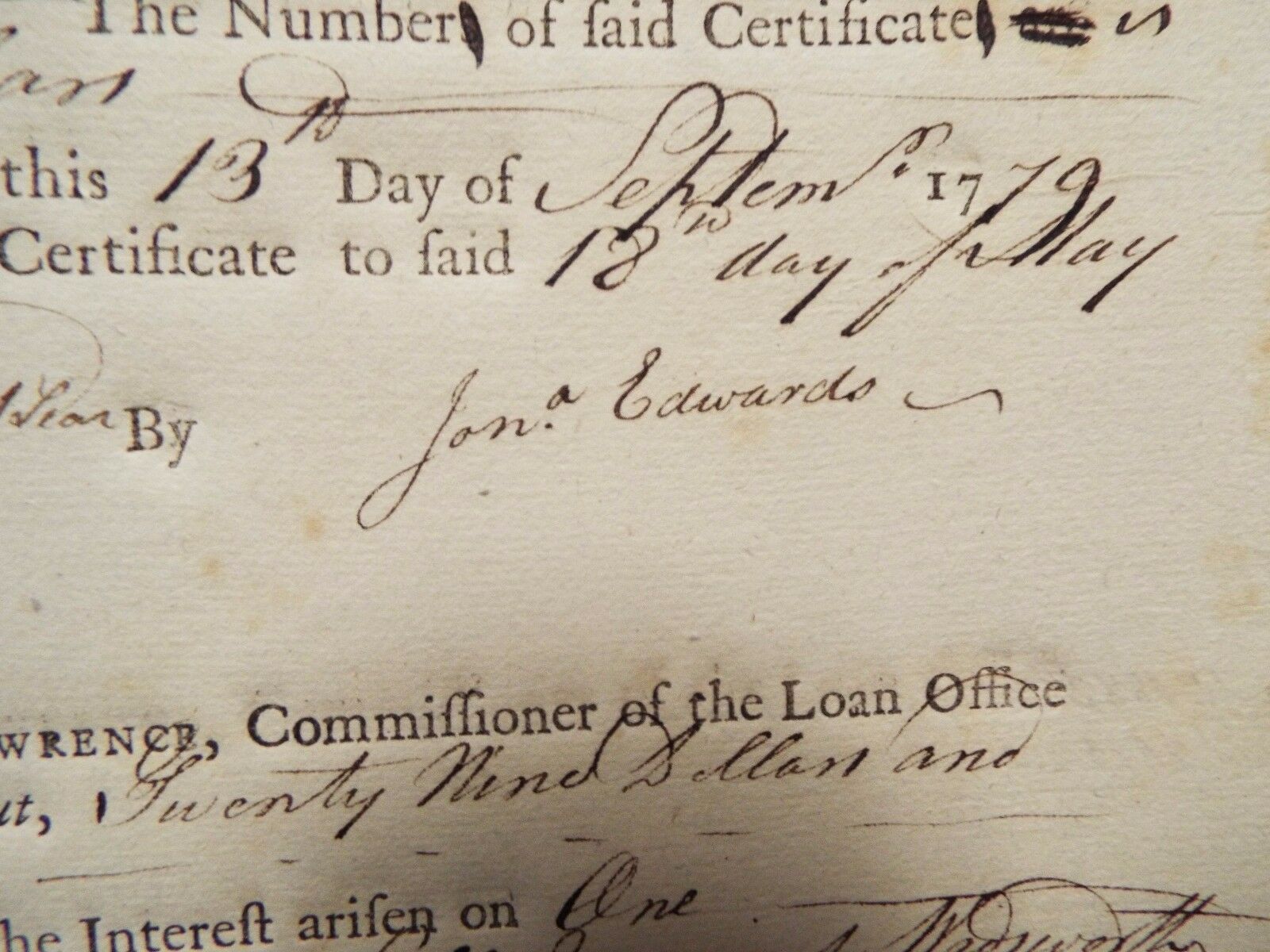 1779 Autograph Document Signed by Jonathan Edwards the Younger: Signed ...