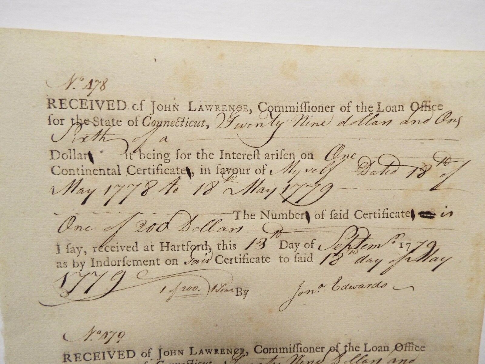 1779 Autograph Document Signed by Jonathan Edwards the Younger: Signed ...
