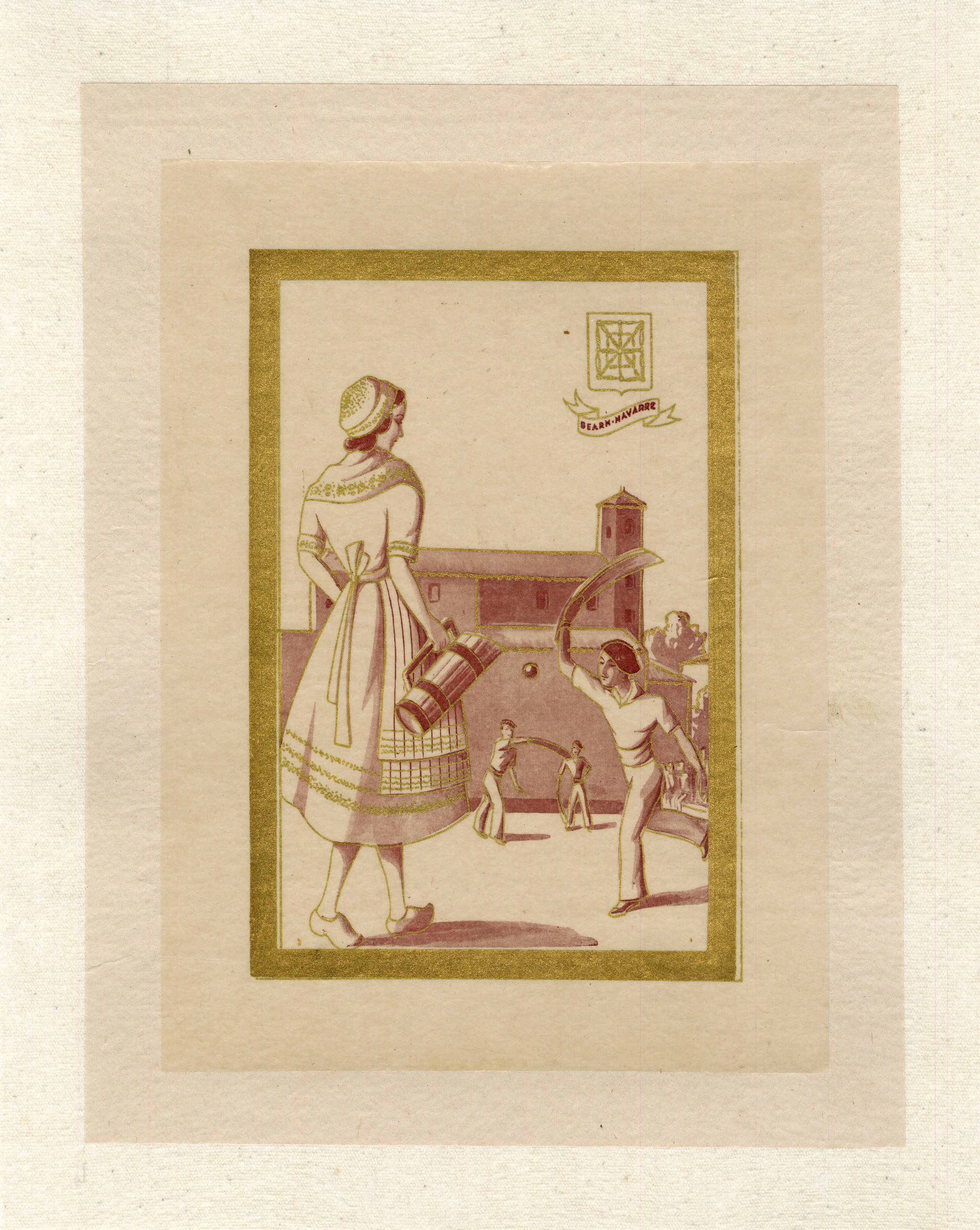 "BÉARN - NAVARRE : Femme et joueurs de pelote basque en costume ...